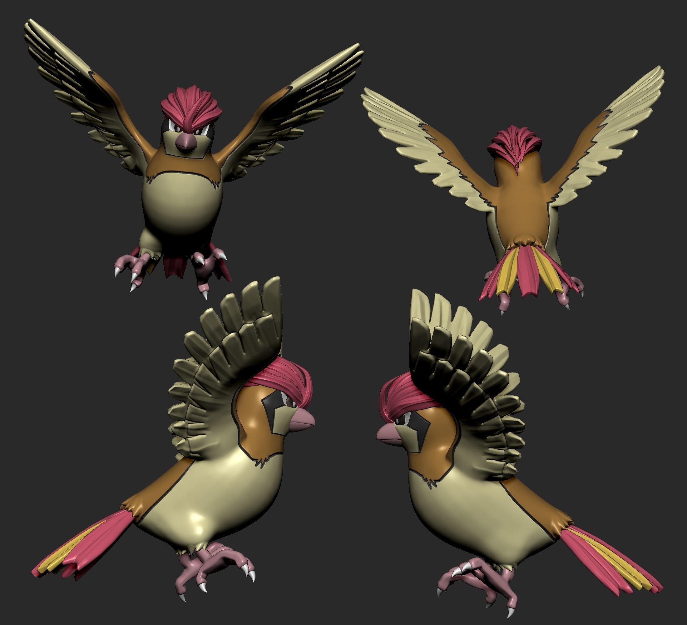 Pokemon - Pidgeotto with 2 poses 3D model 3D printable | CGTrader