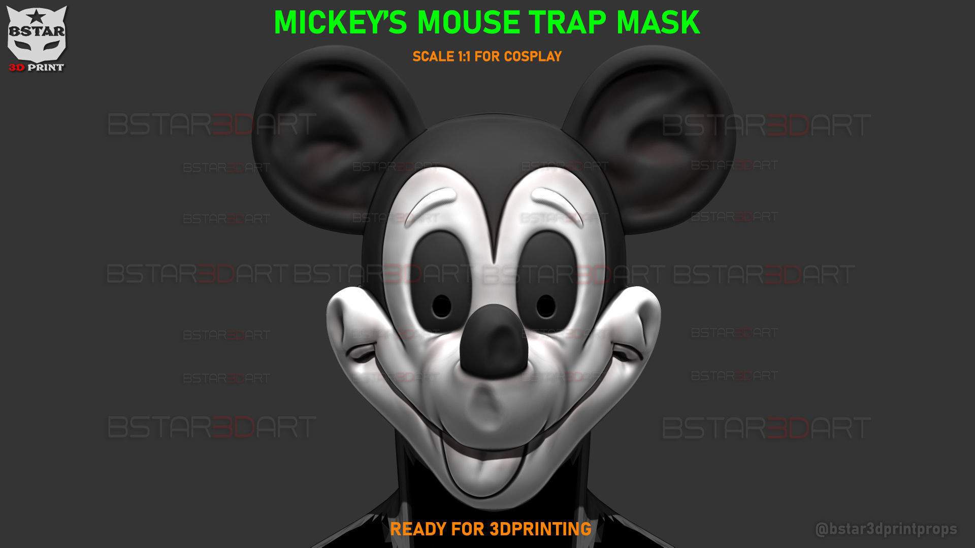 Mickey Mouse Trap Mask - Halloween Cosplay 3D model 3D printable | CGTrader