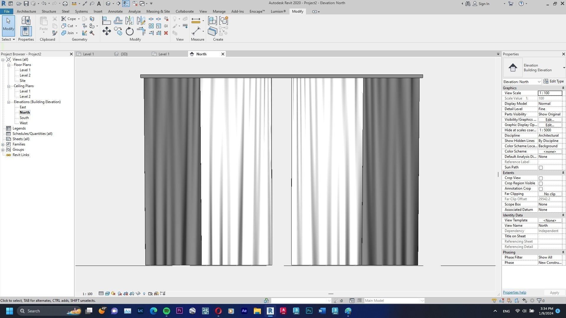 Curtain Revit Family Model 001 3D model | CGTrader