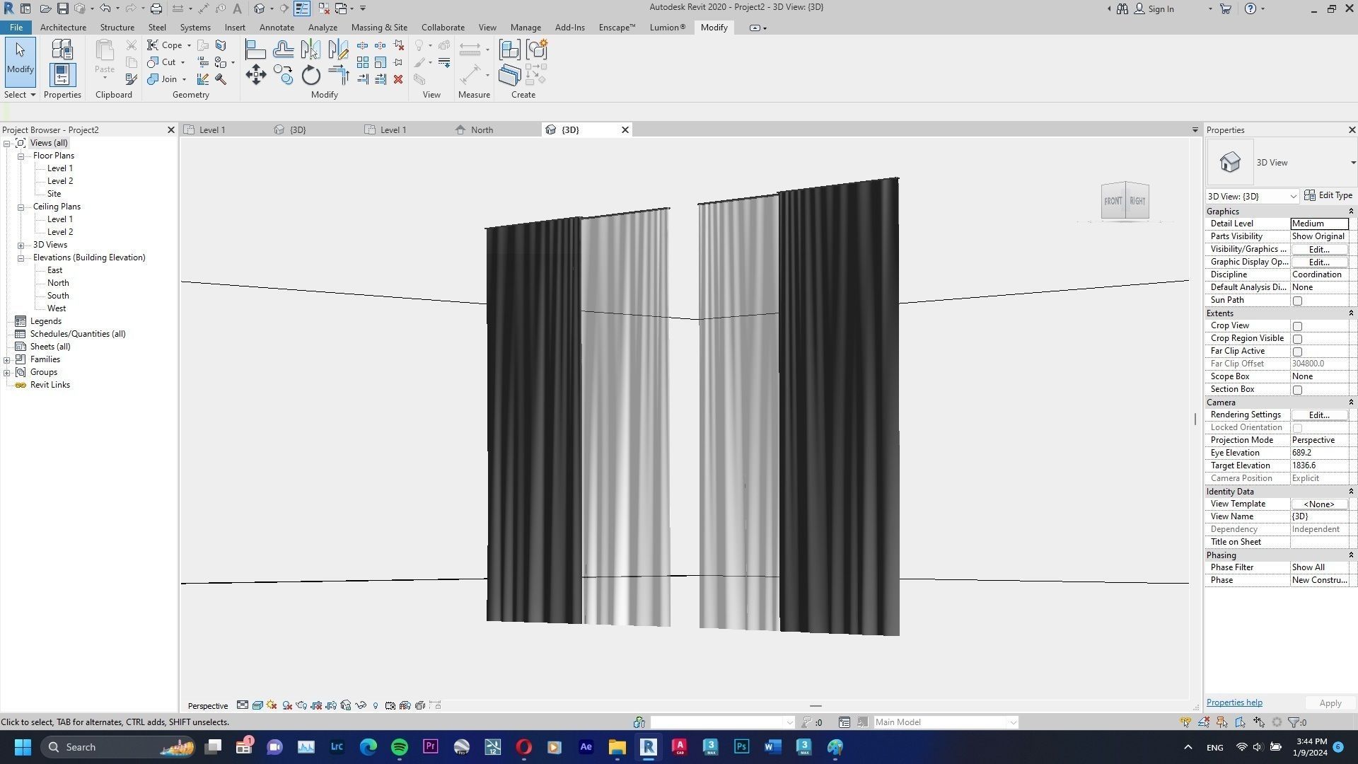 Curtain Revit Family Model 001 3D model | CGTrader