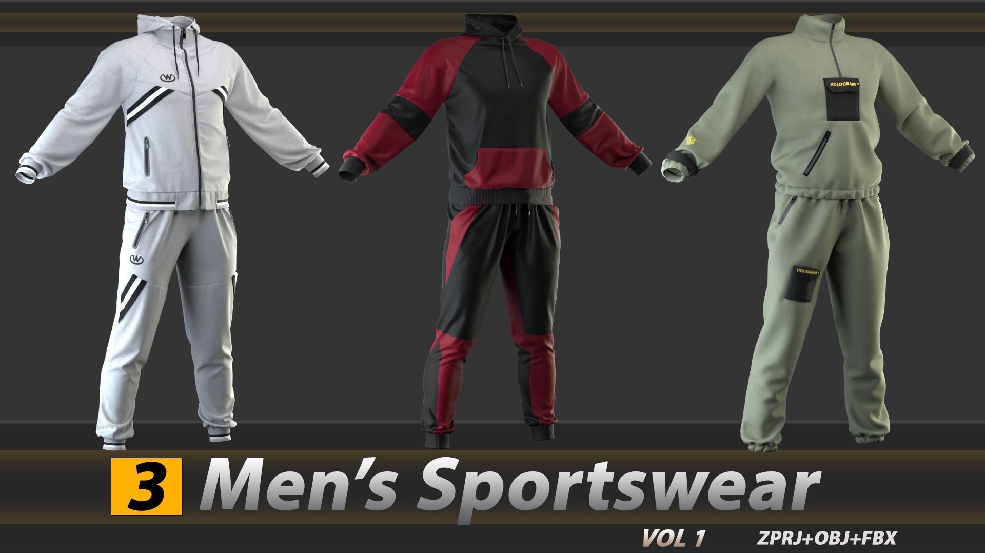 3 Men Sportswear 3D model | CGTrader