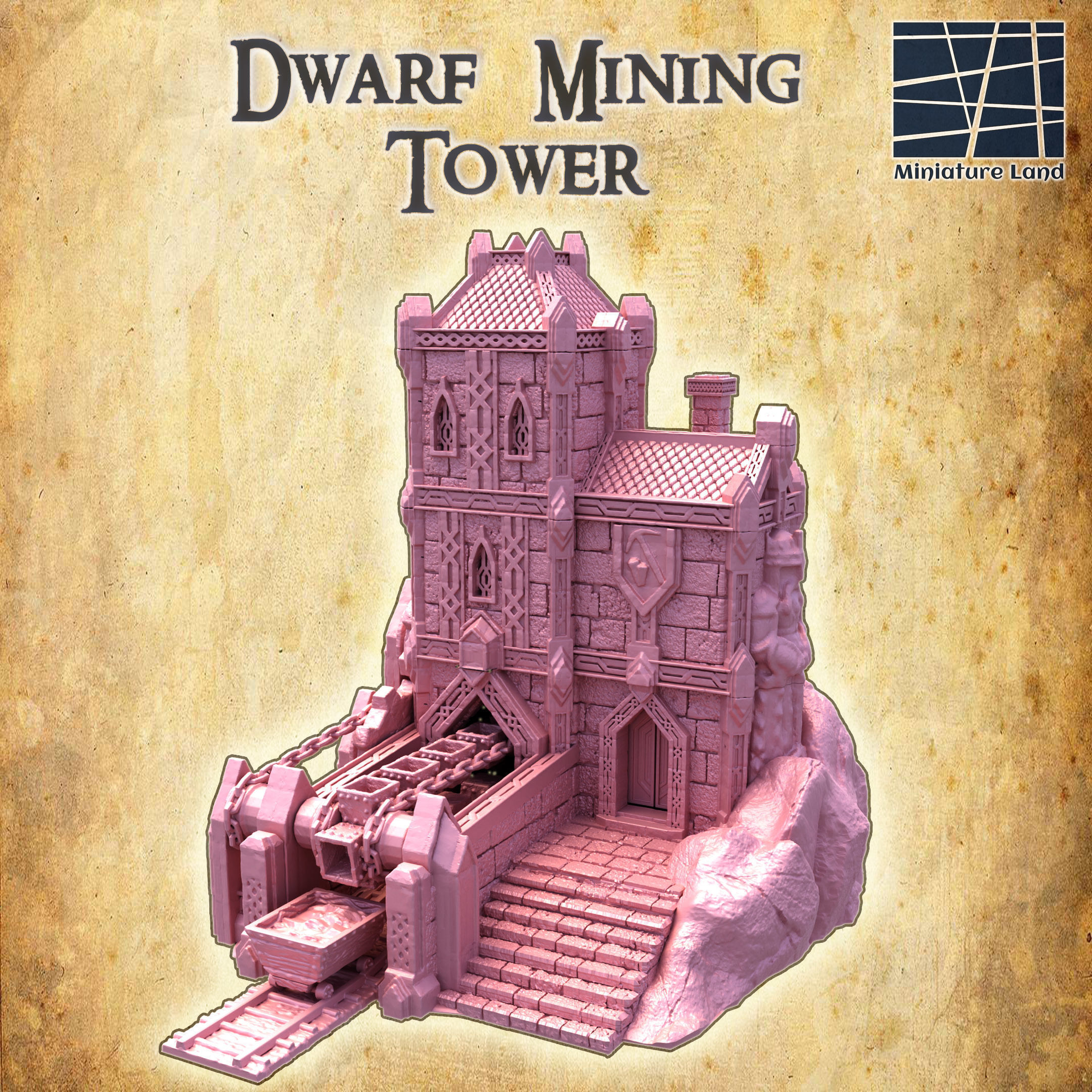 Dwarf Mining Tower Tabletop Terrain 28 MM 3D model 3D printable | CGTrader