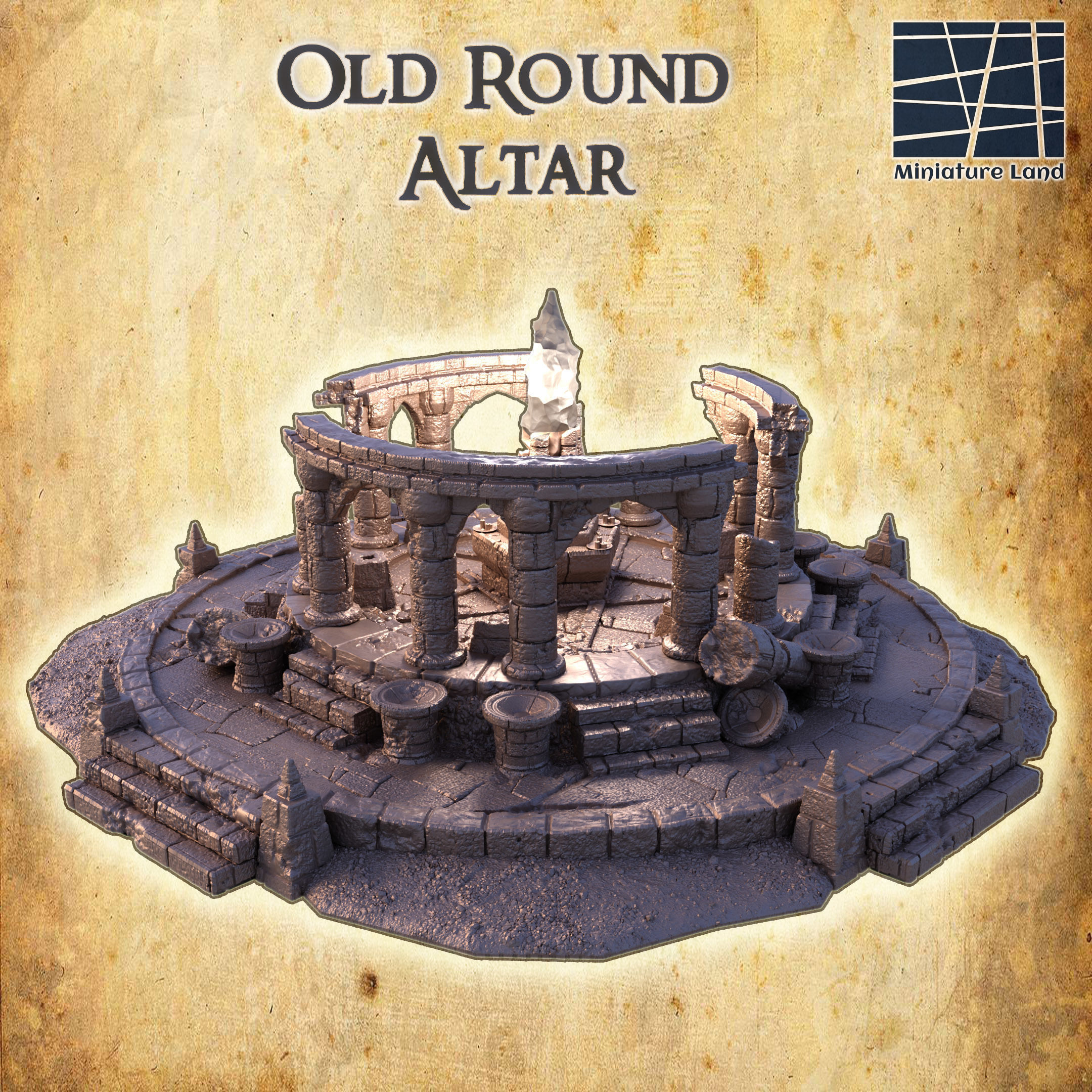 Old Round Altar Tabletop Terrain 28 MM 3D model 3D printable | CGTrader