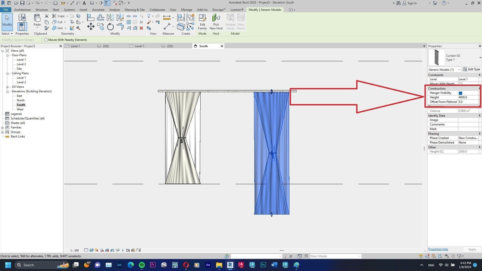 Curtain Revit Family Model 002 3D model | CGTrader