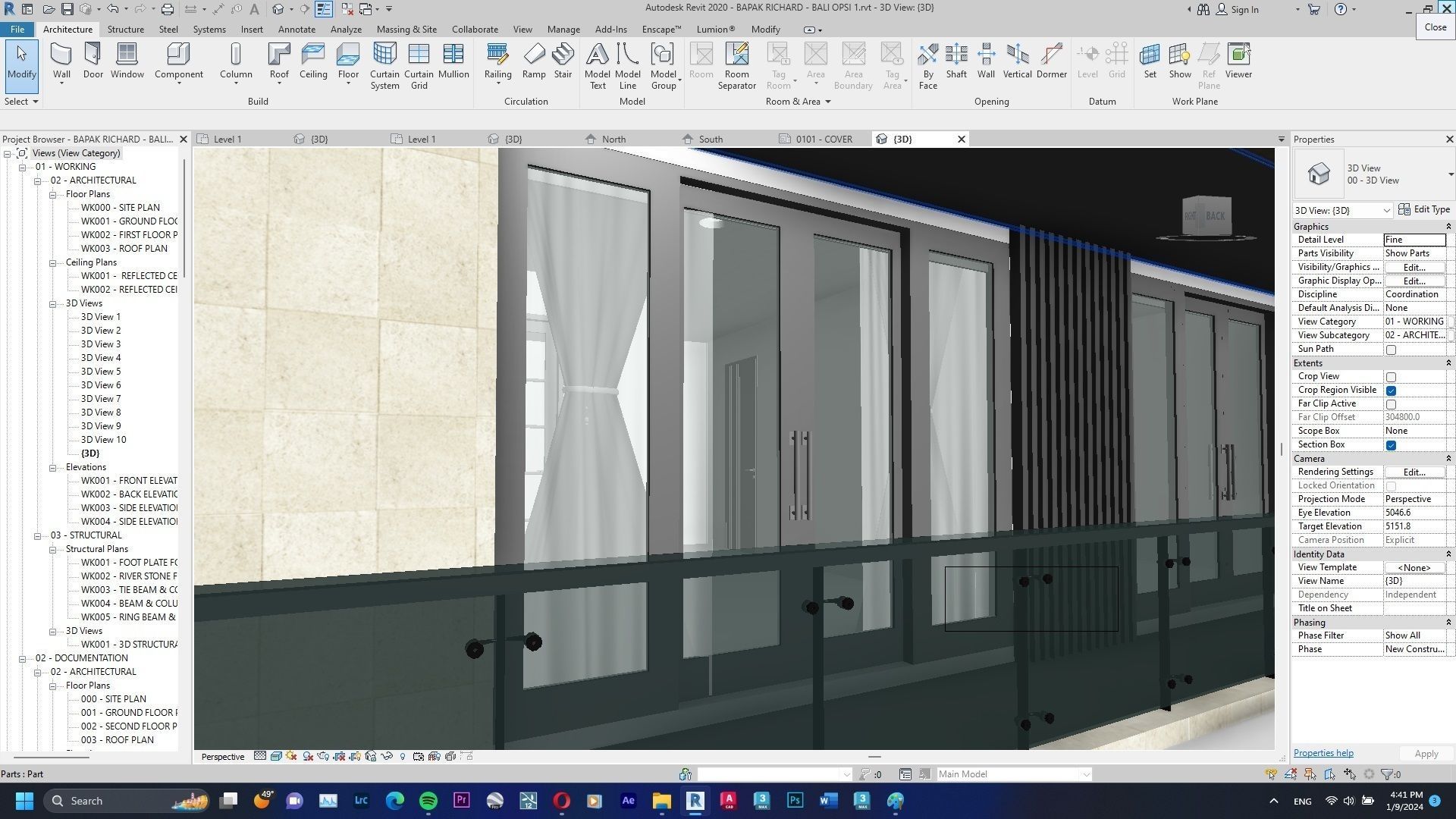 Curtain Revit Family Model 002 3D model | CGTrader