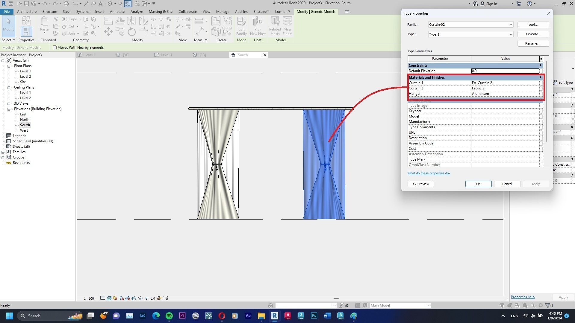 Curtain Revit Family Model 002 3D model | CGTrader