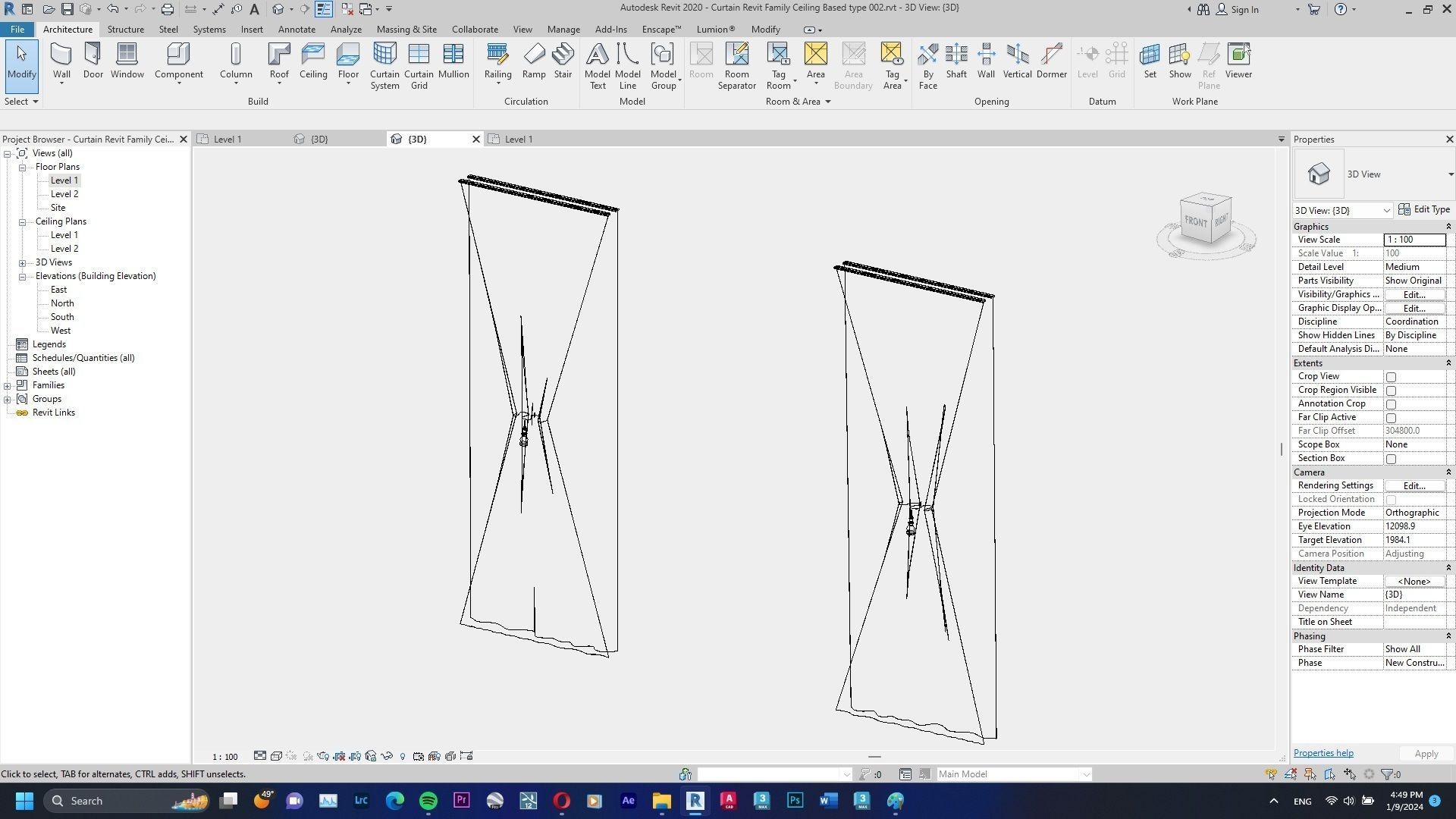 Curtain Revit Family Model 002 3D model | CGTrader