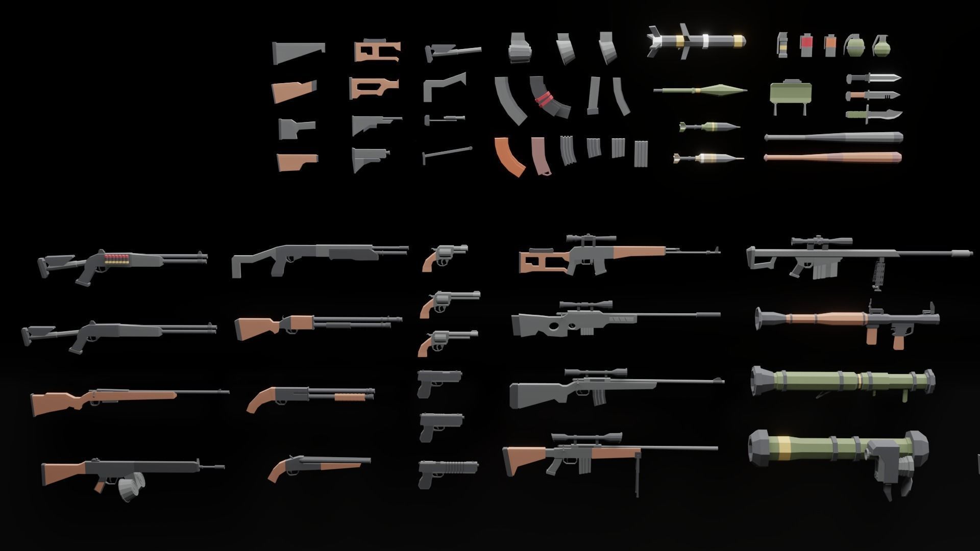 3D model Low Poly Military Weapons VR / AR / low-poly | CGTrader