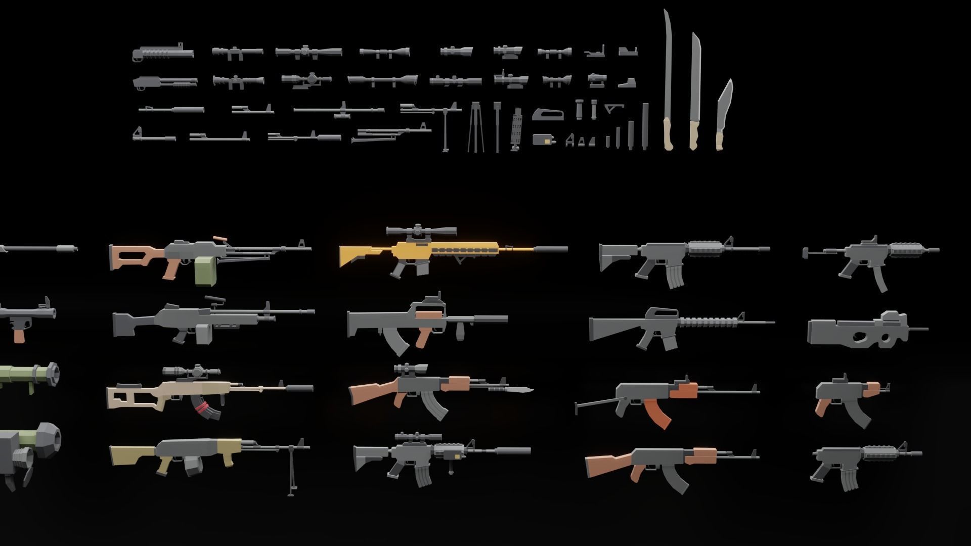 3D model Low Poly Military Weapons VR / AR / low-poly | CGTrader