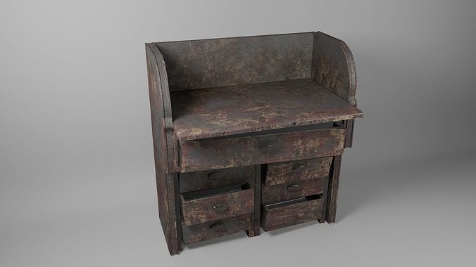 old desk free 3D model | CGTrader