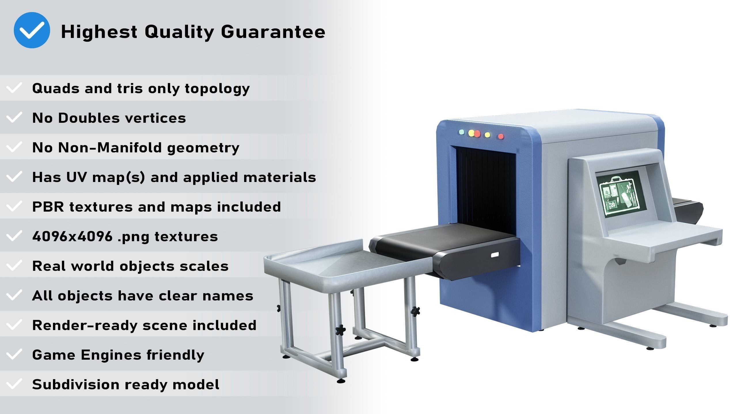3D model Airport Luggage Baggage X-Ray Scanner PBR VR / AR / low-poly ...