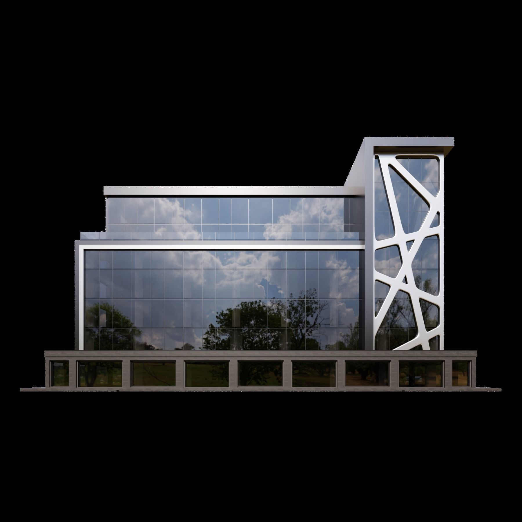 03 Modern Glass Building with voronoi geoform 3D model | CGTrader