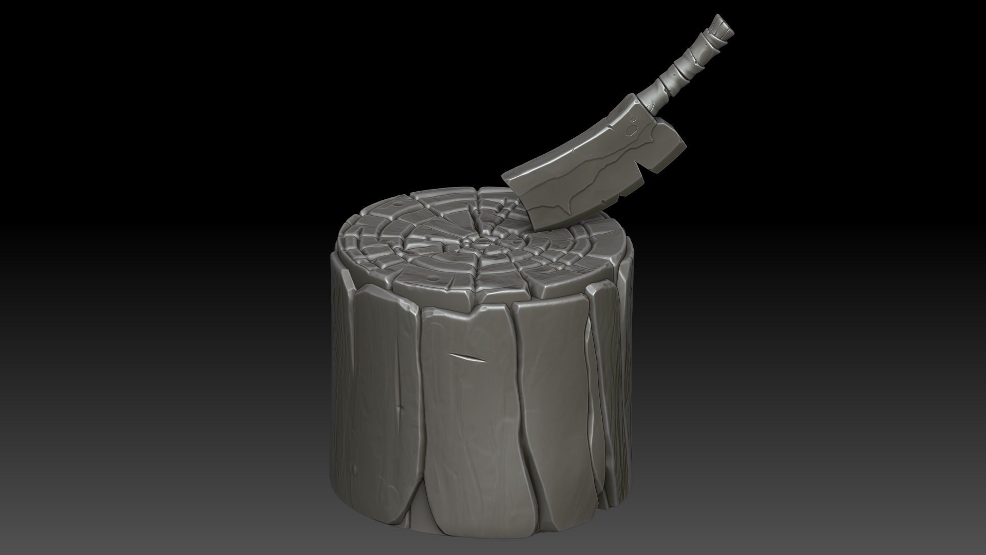 Stylized stump with ax 3D model | CGTrader