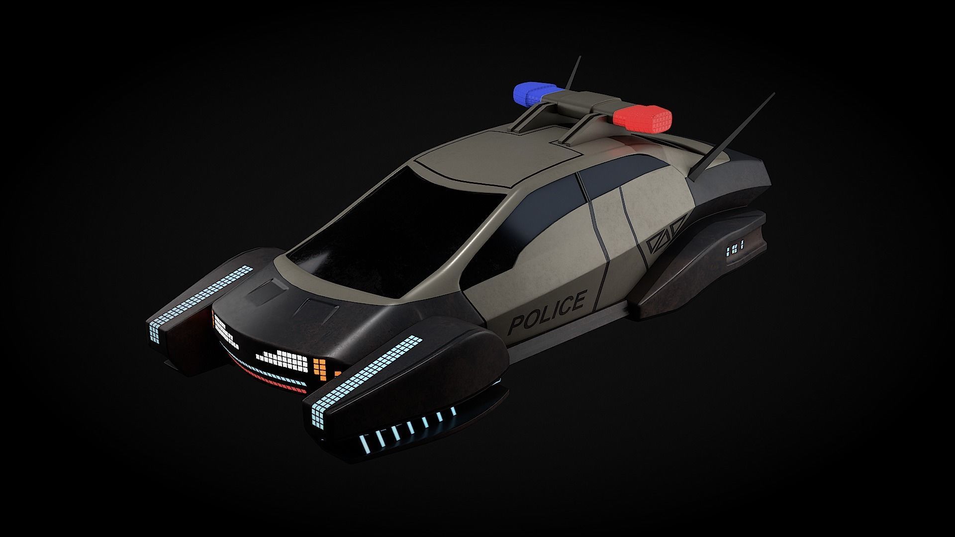 3D model Cyberpunk police cruiser VR / AR / low-poly | CGTrader
