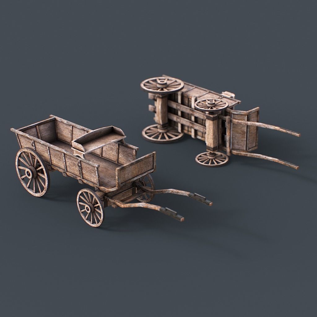 3D model Wooden wagon car animated VR / AR / low-poly | CGTrader