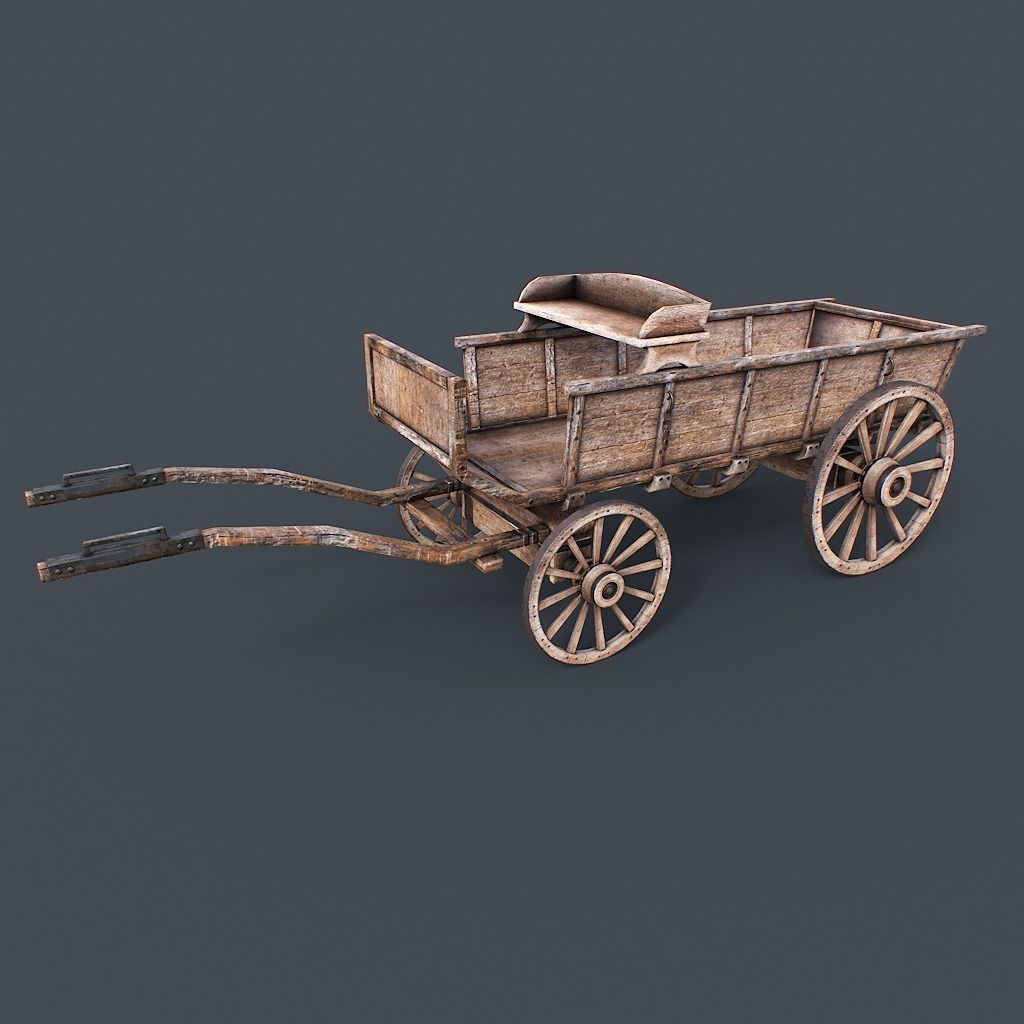 3D model Wooden wagon car animated VR / AR / low-poly | CGTrader