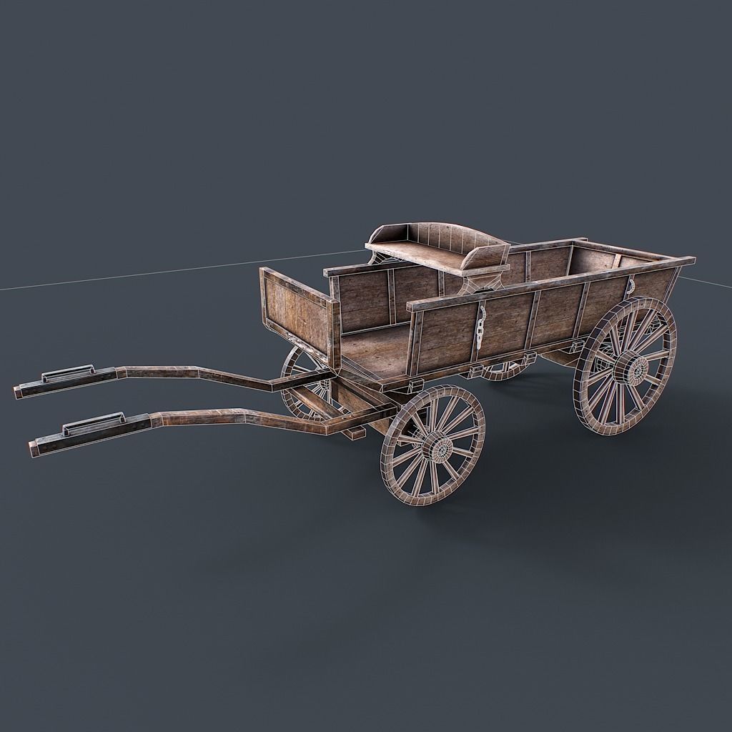 3D model Wooden wagon car animated VR / AR / low-poly | CGTrader