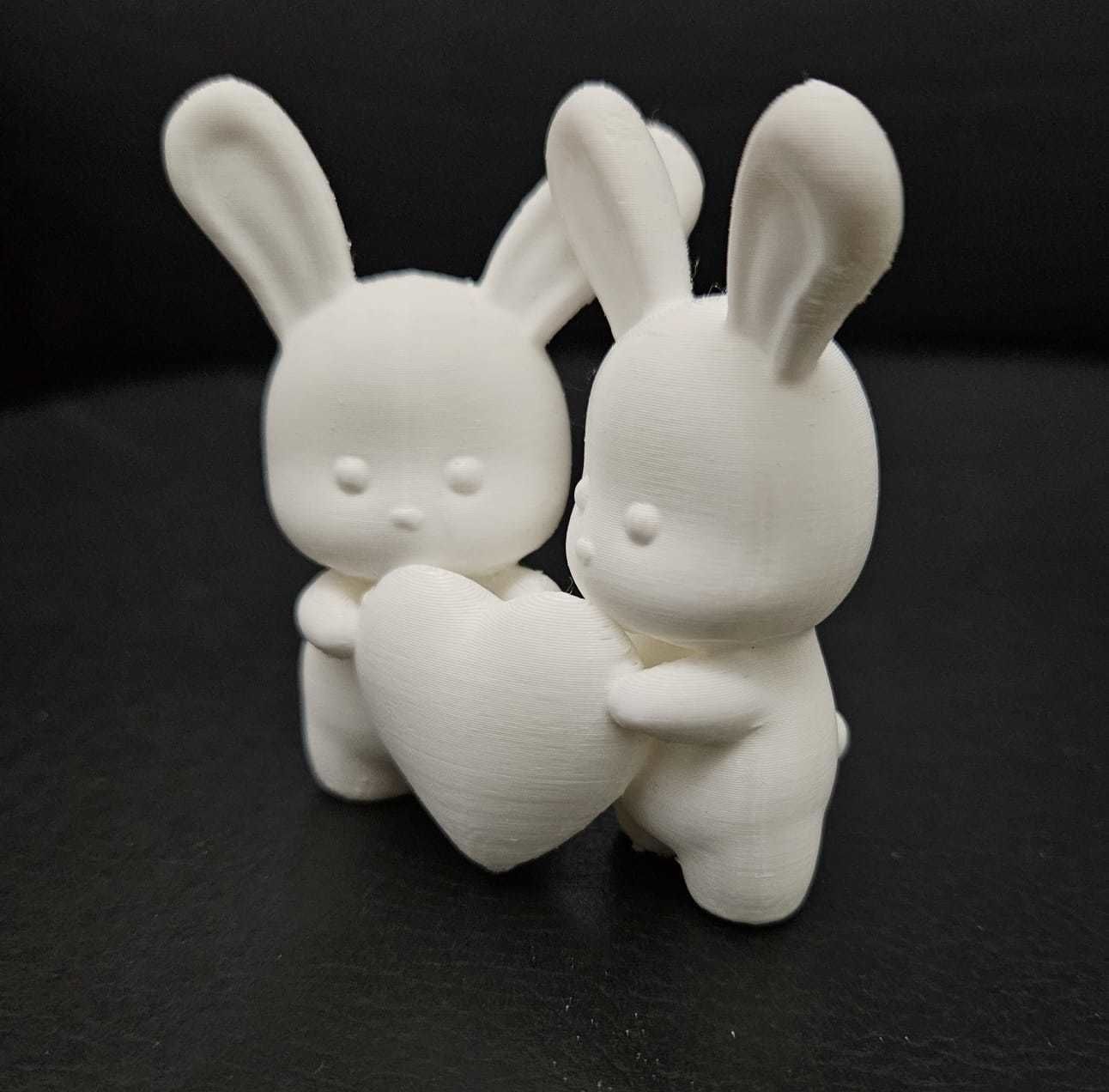 Two Bunnies Heart 3D model 3D printable | CGTrader