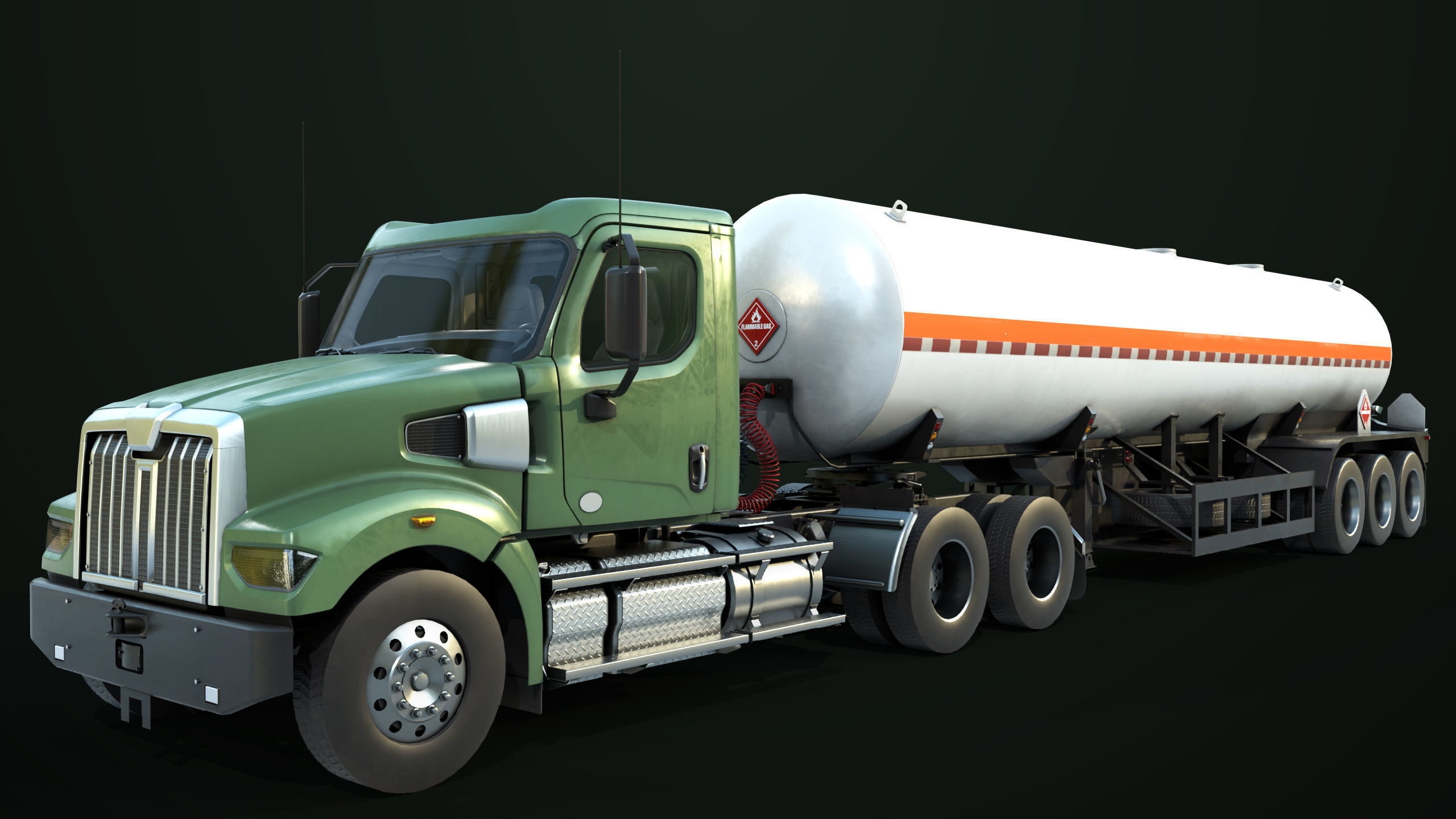 3D model Semi Trailer Gas Tank Truck All PBR Unity UE Textures Included ...