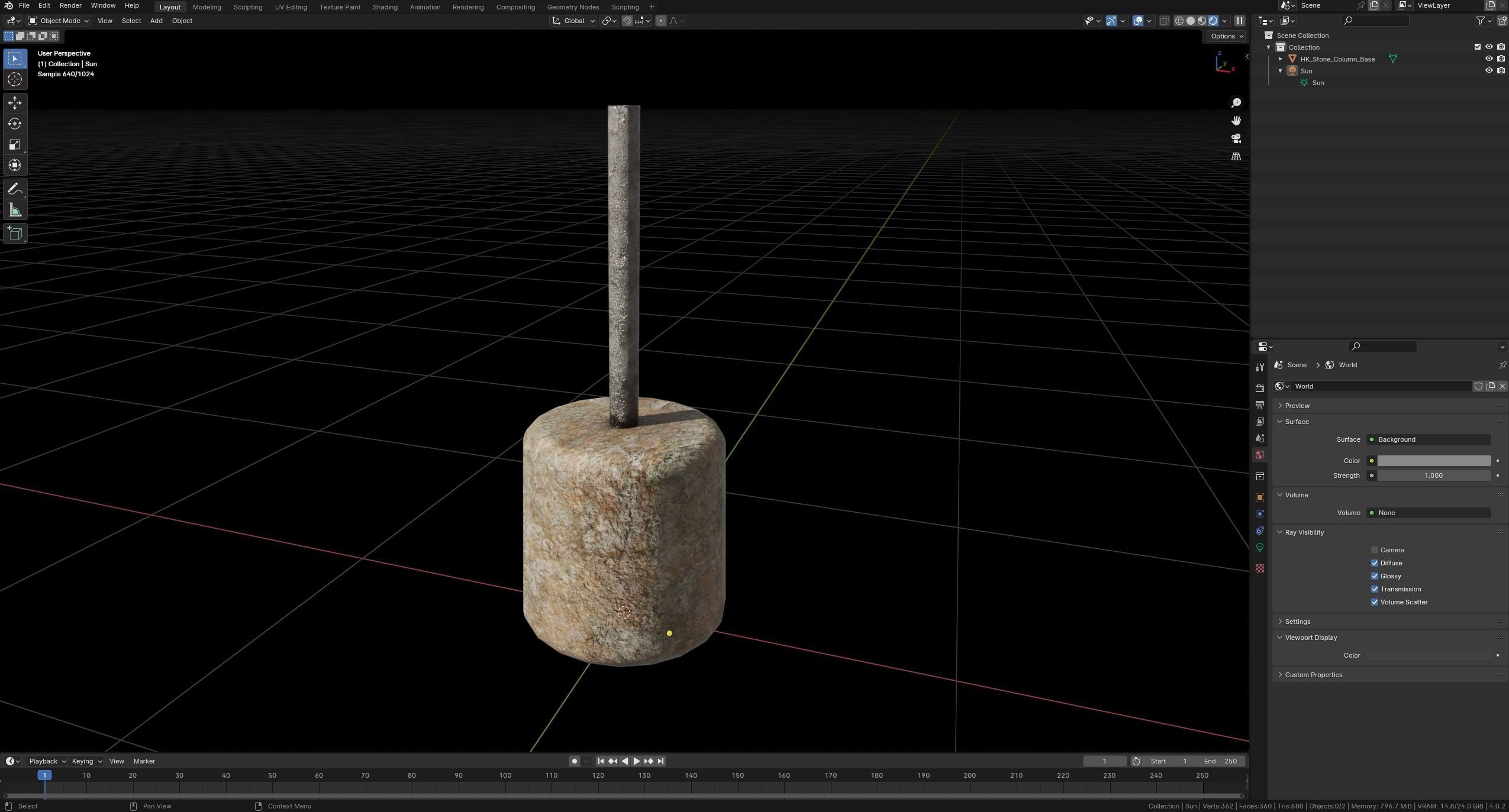 Hong Kong Stone Column Base 3D model | CGTrader