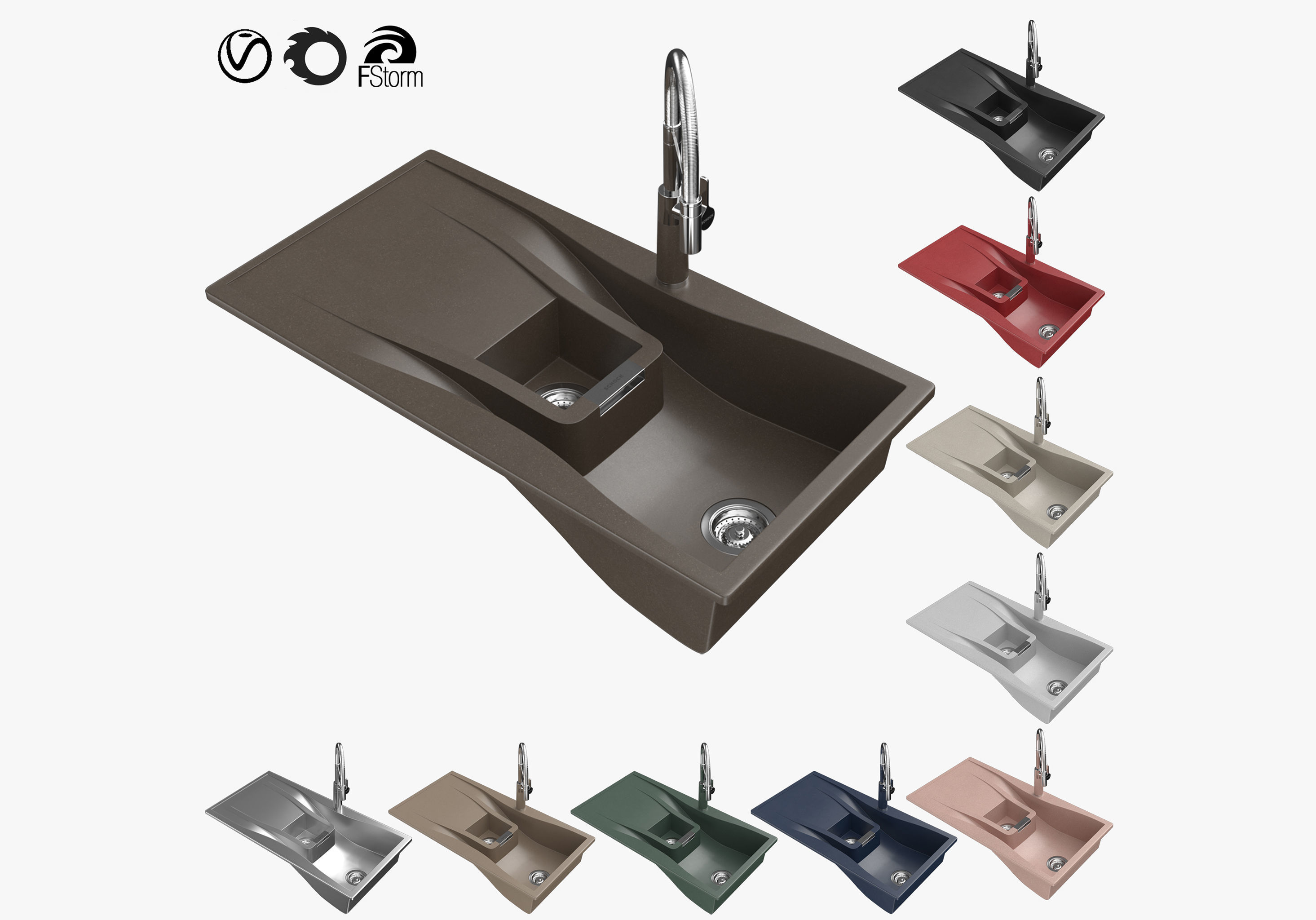 Sink Schock Waterfall D-150 with SC-55 Faucet 3D model | CGTrader