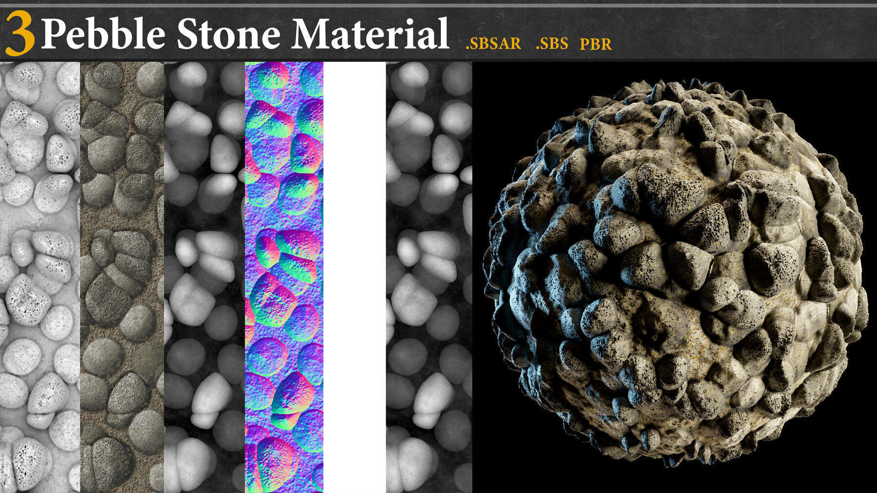 6 Pebble -Stone Ground Material-Tutorial-Sbs-Sbsar-Pbr Texture | CGTrader