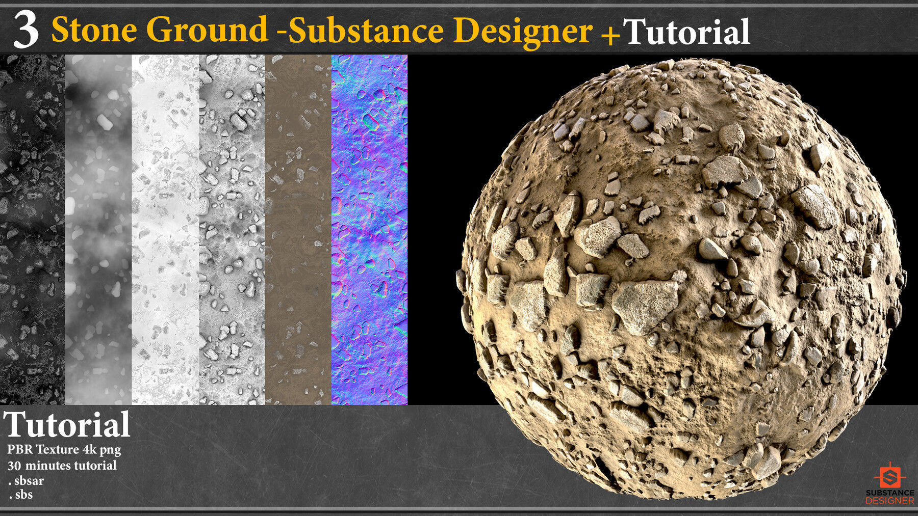 6 Pebble -Stone Ground Material-Tutorial-Sbs-Sbsar-Pbr Texture | CGTrader
