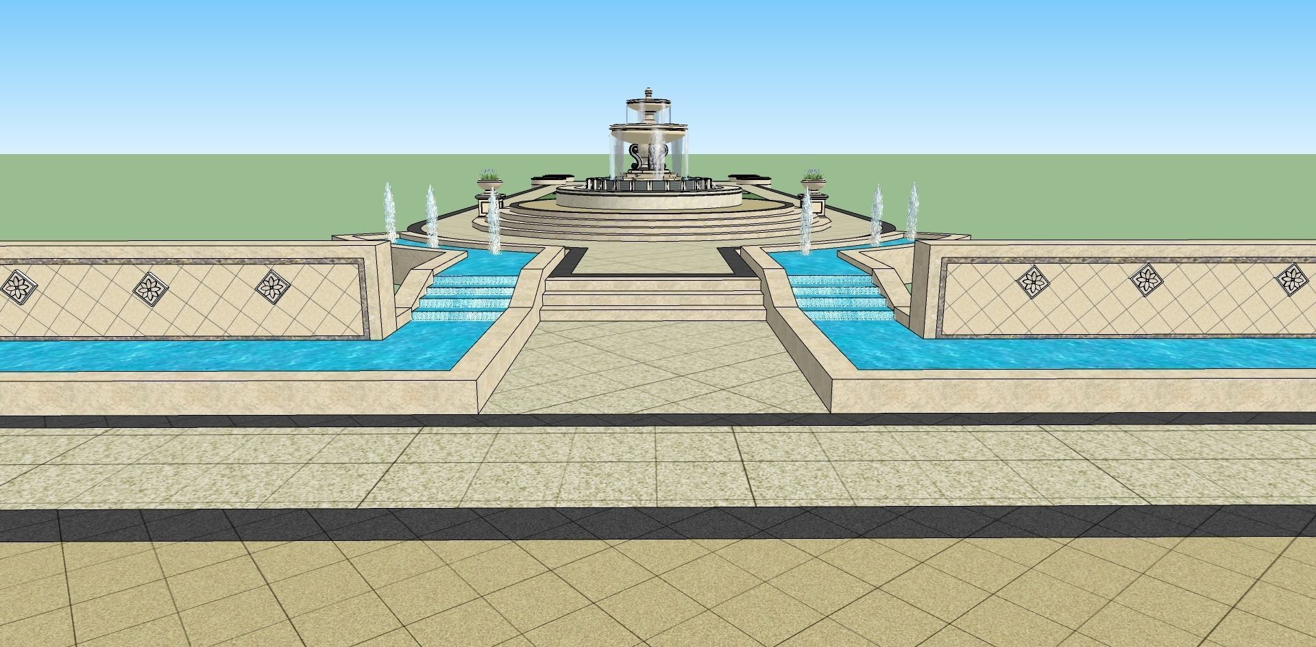 water fountain sketchup model 3D model | CGTrader