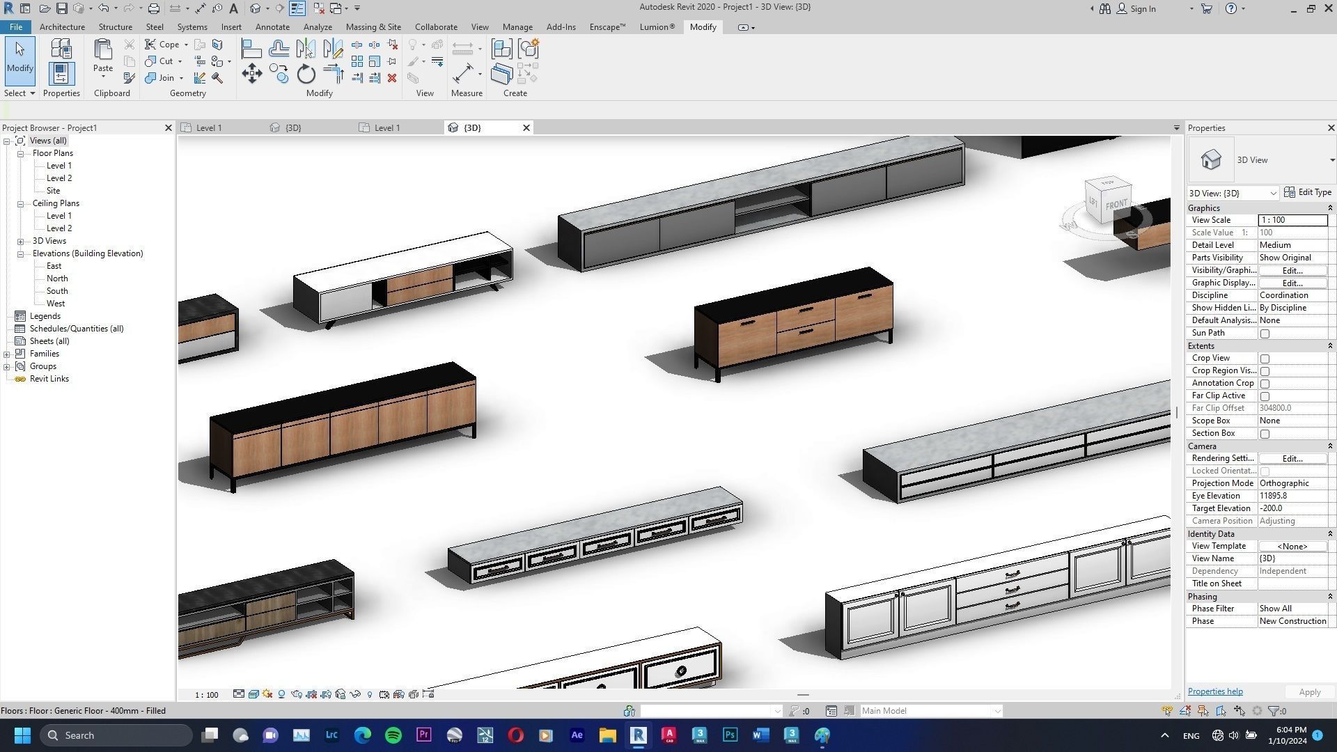 Credenza Sideboard Buffet Revit Family Pack 1 3D model | CGTrader