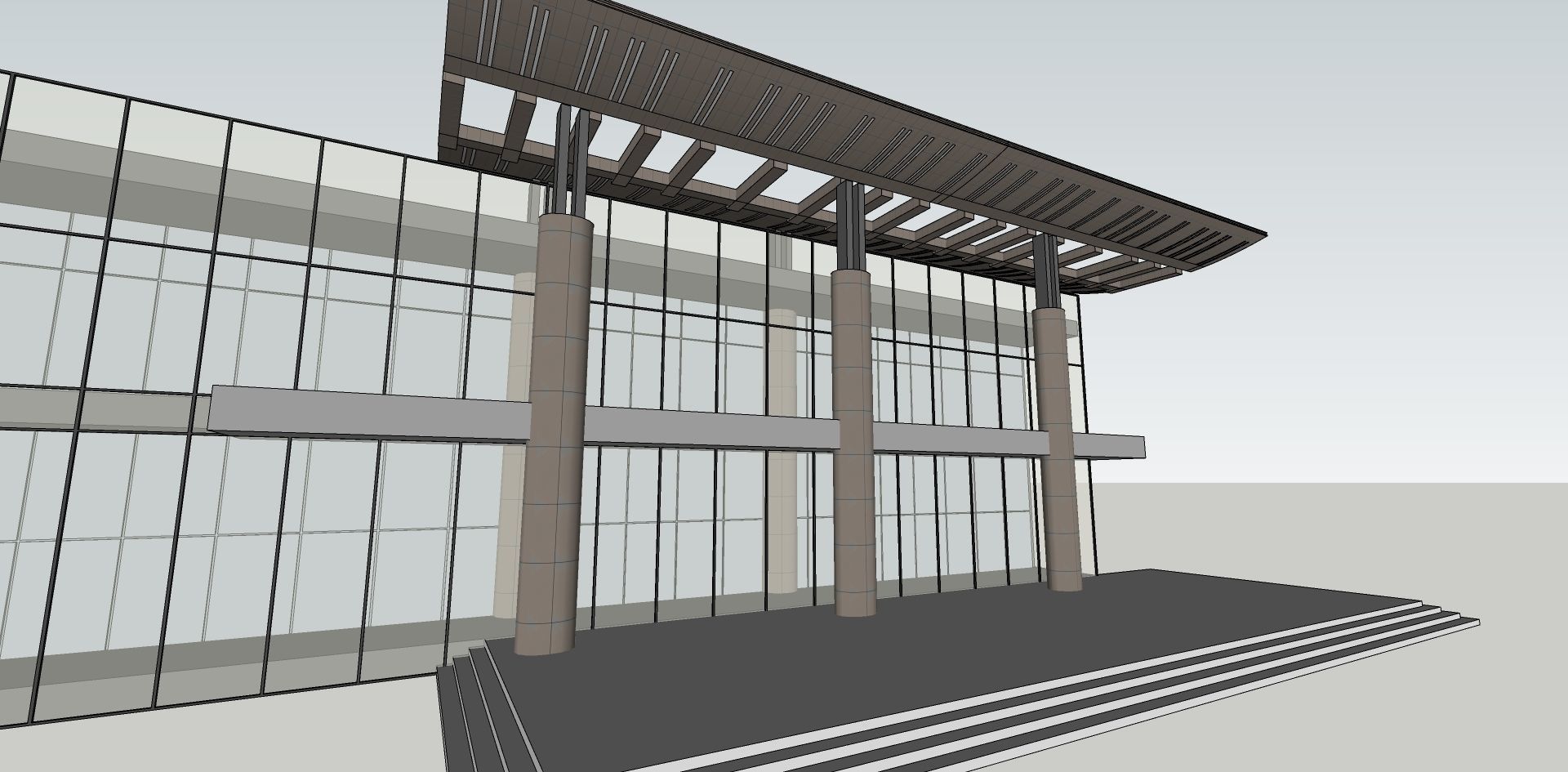 minimalist exterior glass cladding facade 3d model 3D model | CGTrader