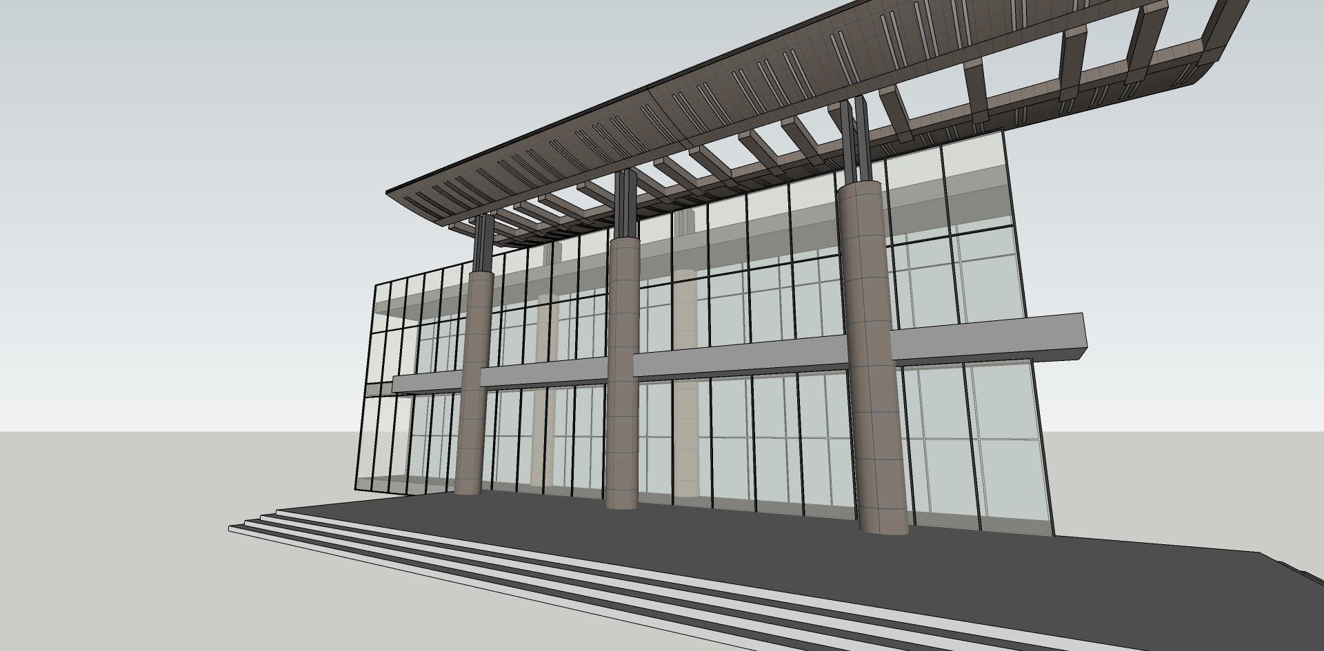 minimalist exterior glass cladding facade 3d model 3D model | CGTrader