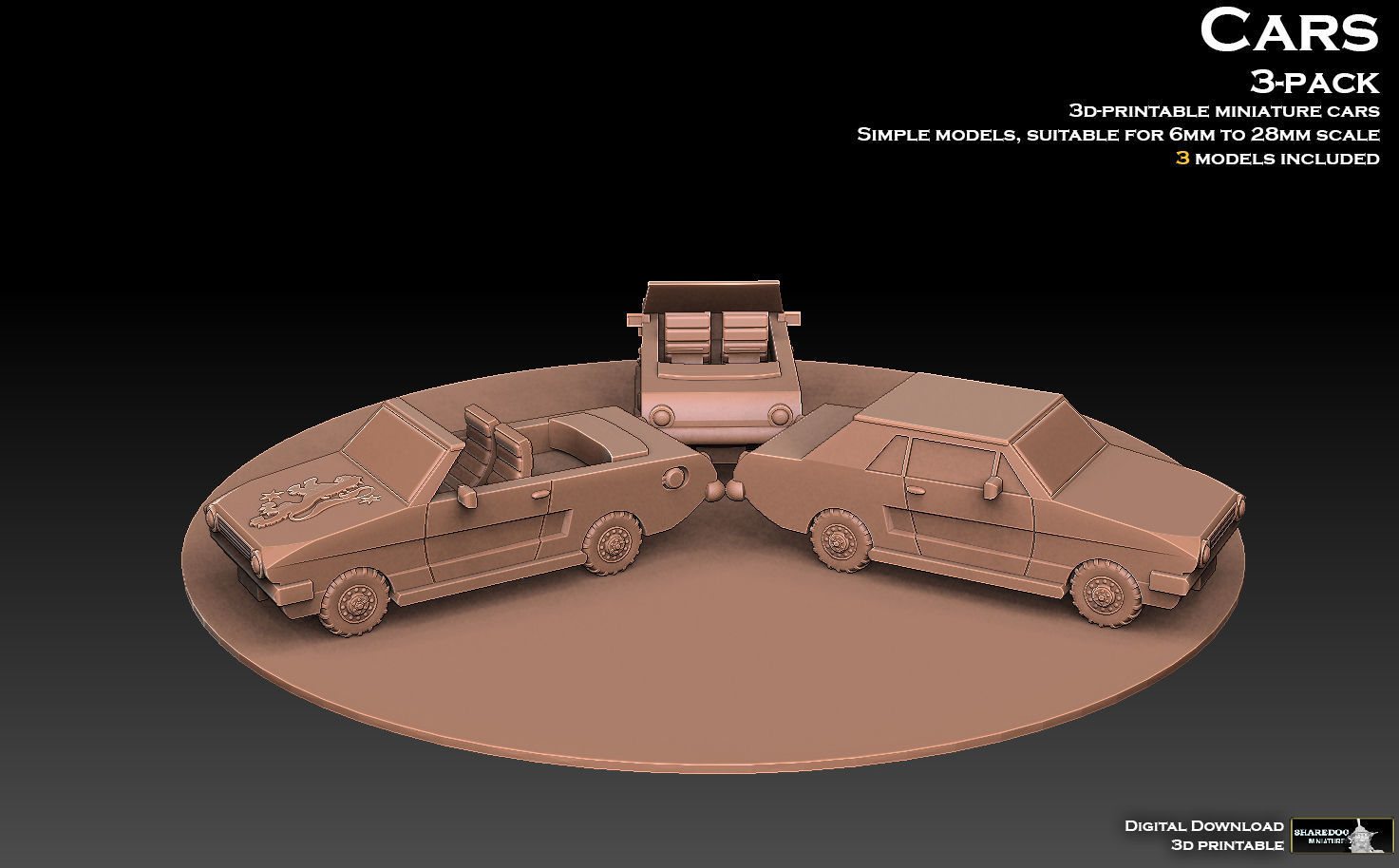 Cars 3 Pack 3D model 3D printable | CGTrader