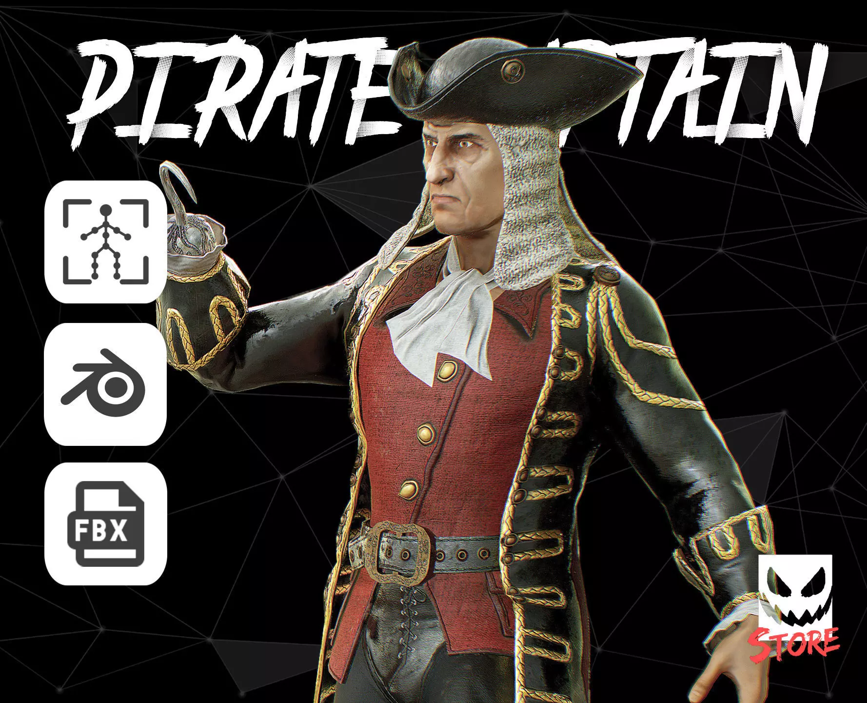 3D model Pirate Captain VR / AR / low-poly | CGTrader
