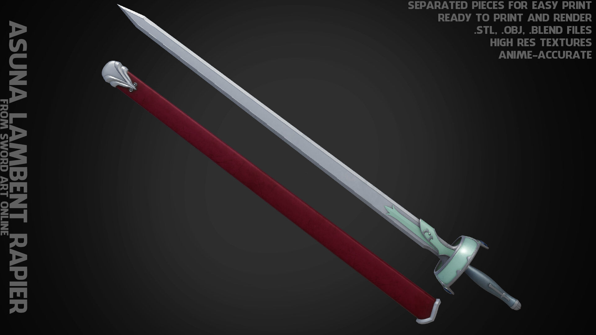 Sword Art Online Asuna Lambent Light Rapier for Cosplay 3D model 3D ...