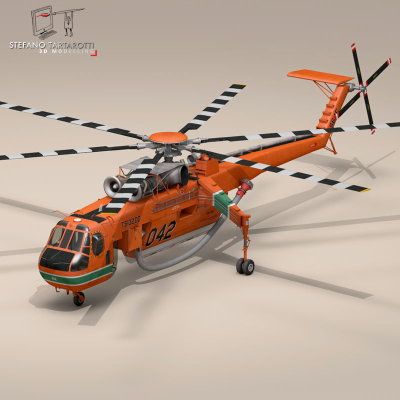 S-64F Skycrane 3D Model .obj .3ds .fbx .c4d .dae - CGTrader.com