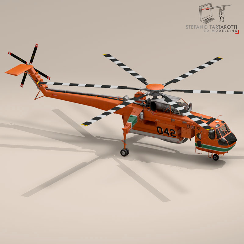 S-64F Skycrane 3D Model .obj .3ds .fbx .c4d .dae - CGTrader.com