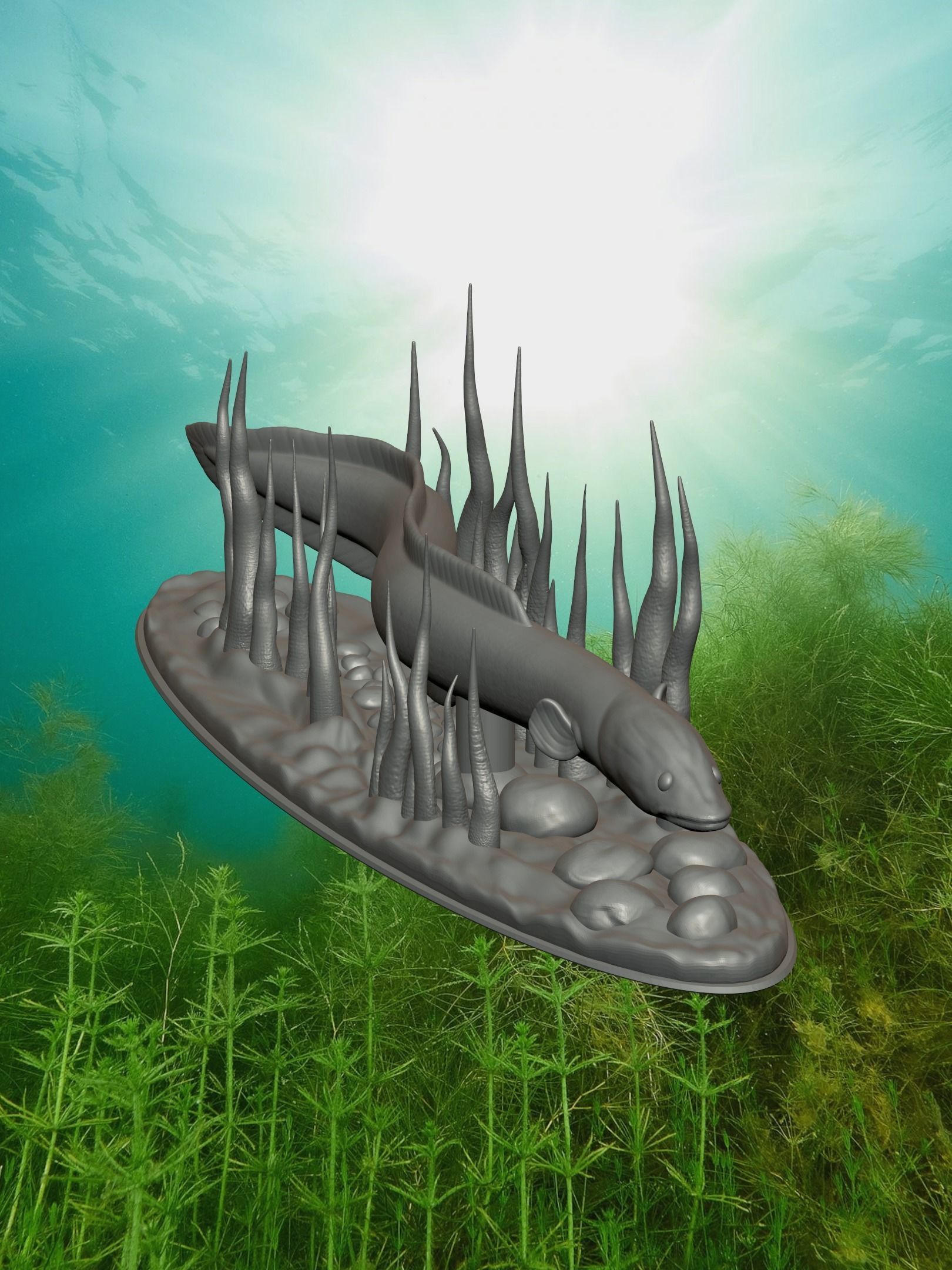 Eel underwater statue deatailed texture for 3d printing free 3D model ...