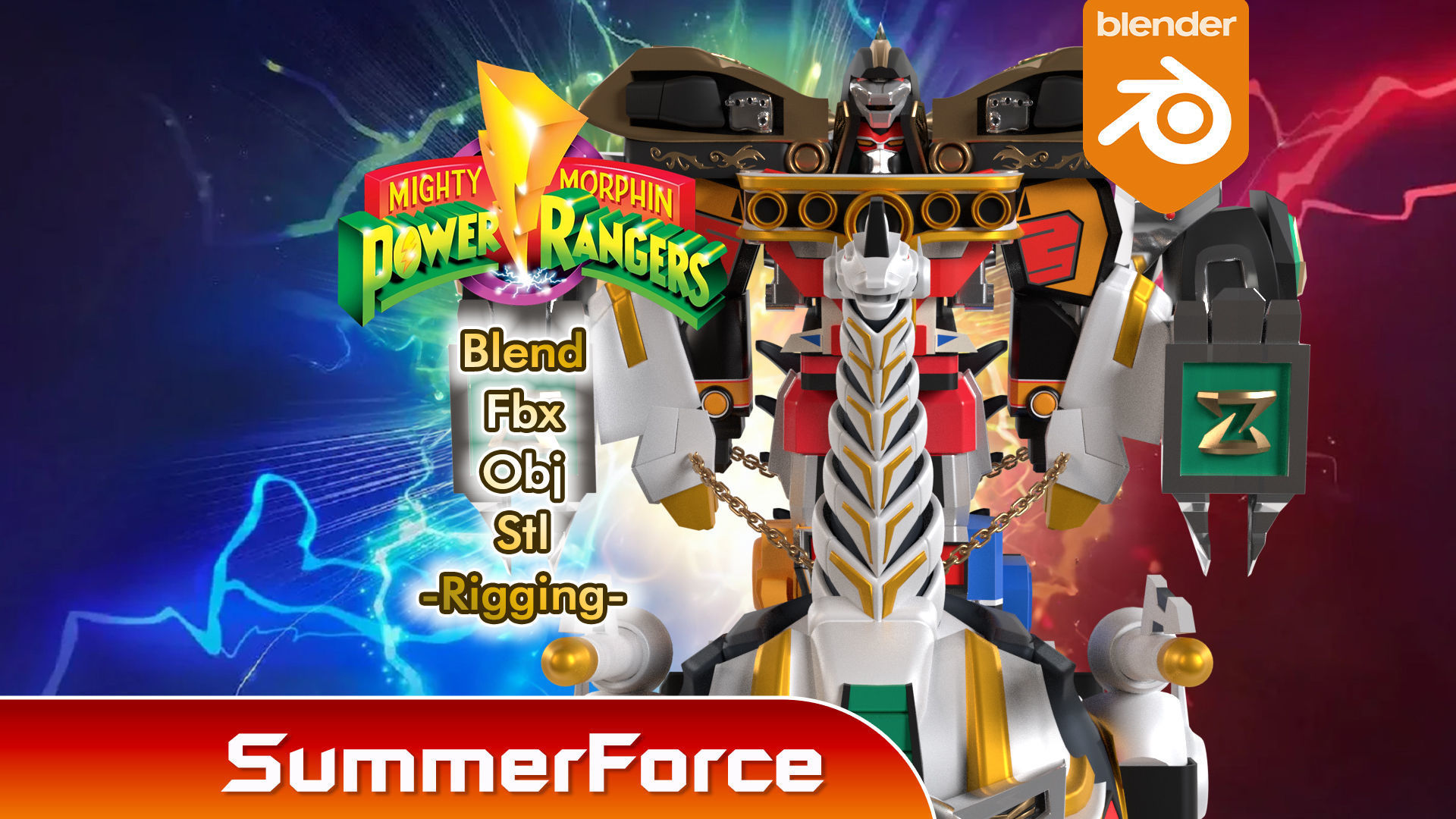 Dino Ultrazord - Power Ranger 3D model rigged | CGTrader