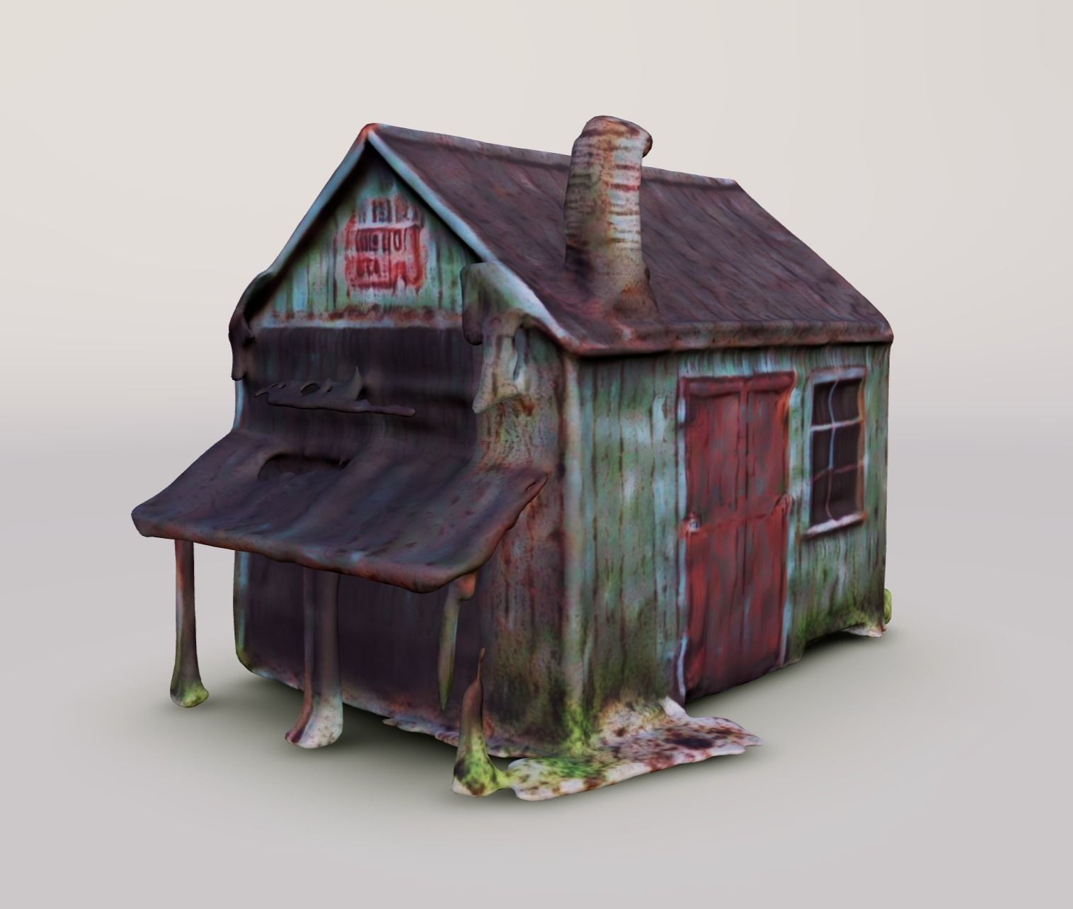 3D model Zombie shed old rusty pixely rounded 3d model obj fbx etc VR ...