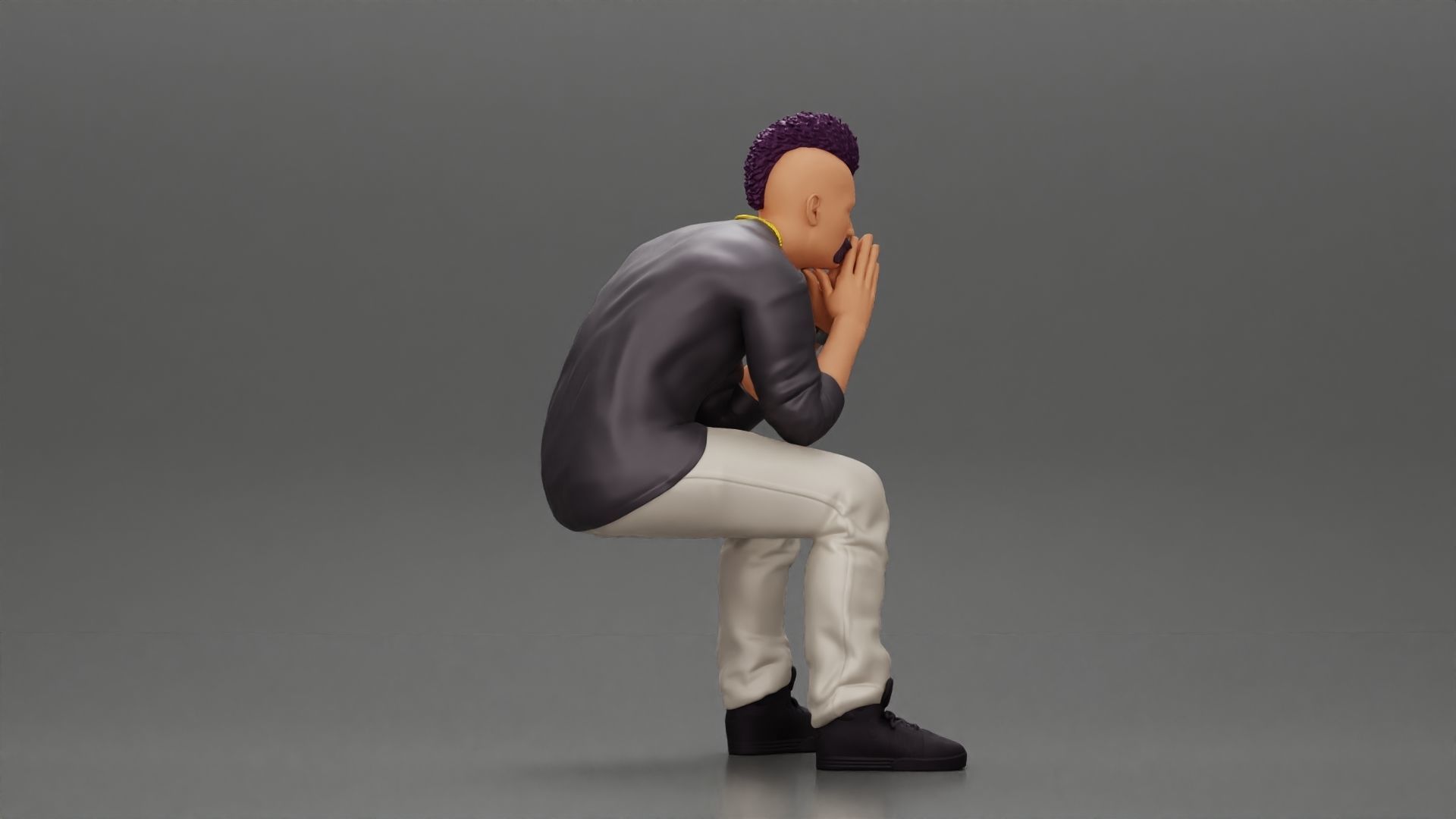 metal man sitting and contemplating with a satanic haircut 3D model 3D ...