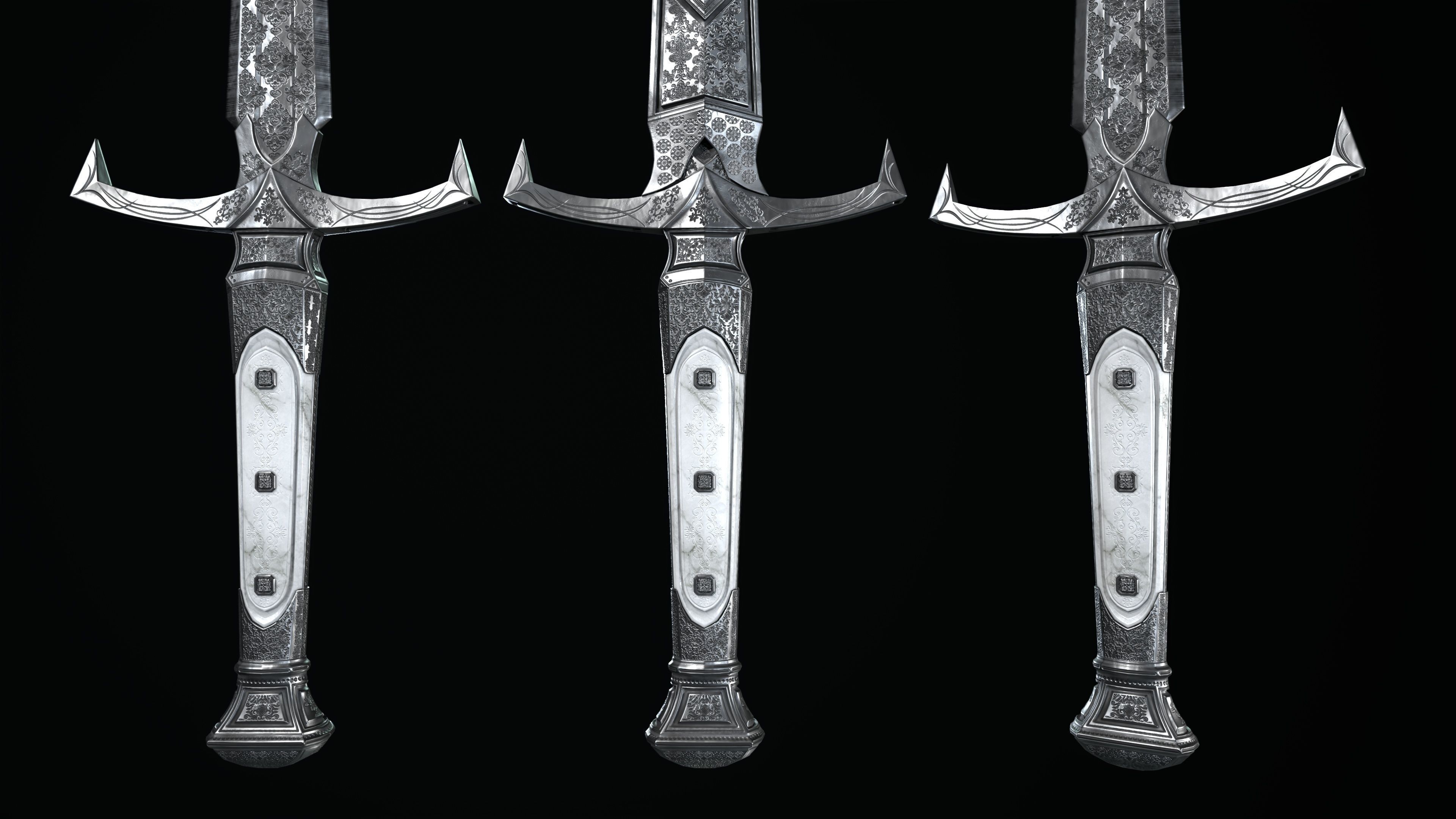 3D model Game Asset Medieval Melee Weapon Sword And Dagger VR / AR ...