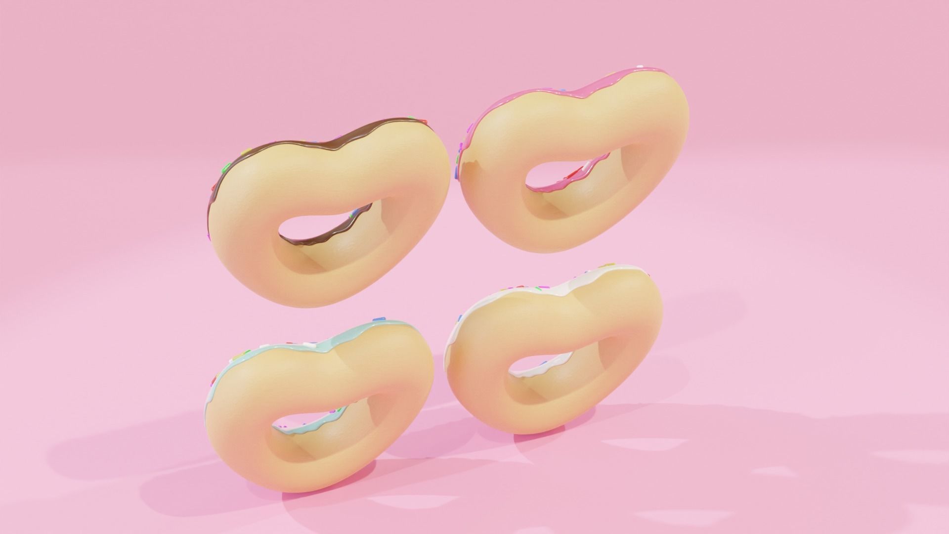 Doughnut 3D Model donuts in shape of hearts 3D model | CGTrader