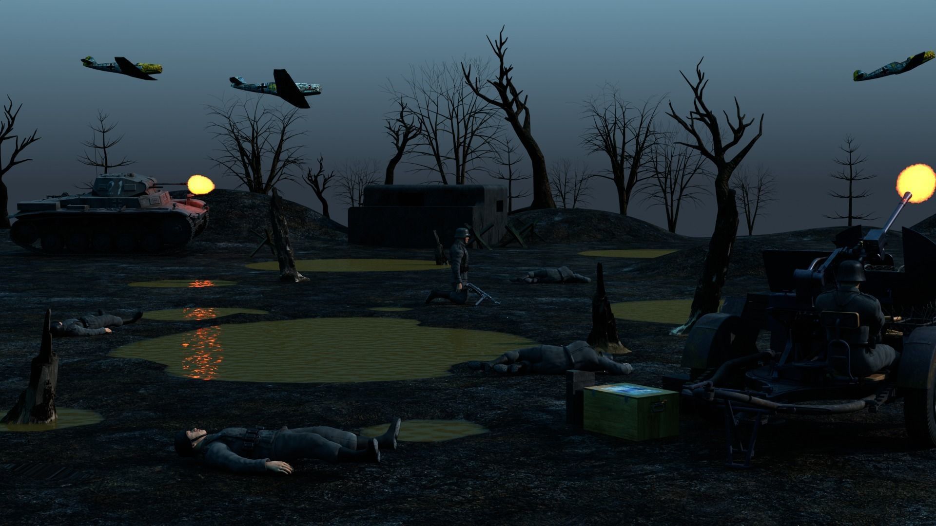 WW2 scene free 3D model | CGTrader