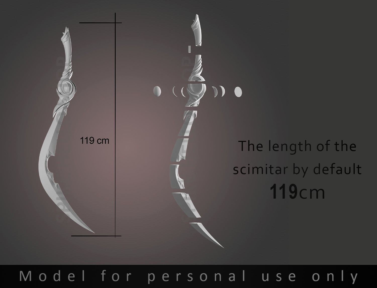 E-Ming scimitar 3D model of Hua Cheng from Tian Guan Ci Fu 3D model 3D ...