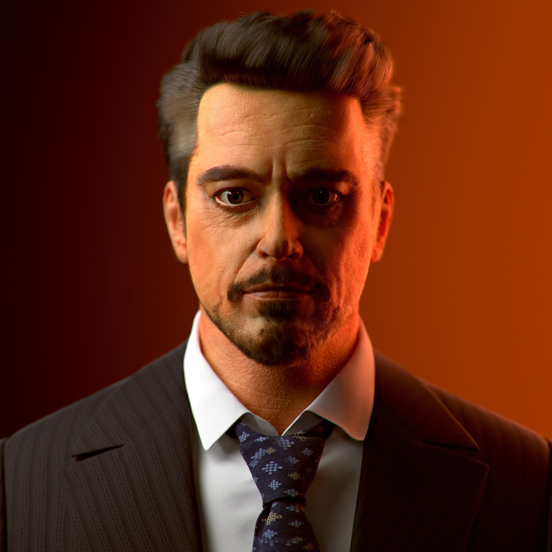 3D model Tony stark Ironman lowpoly realistic bust VR / AR / low-poly ...