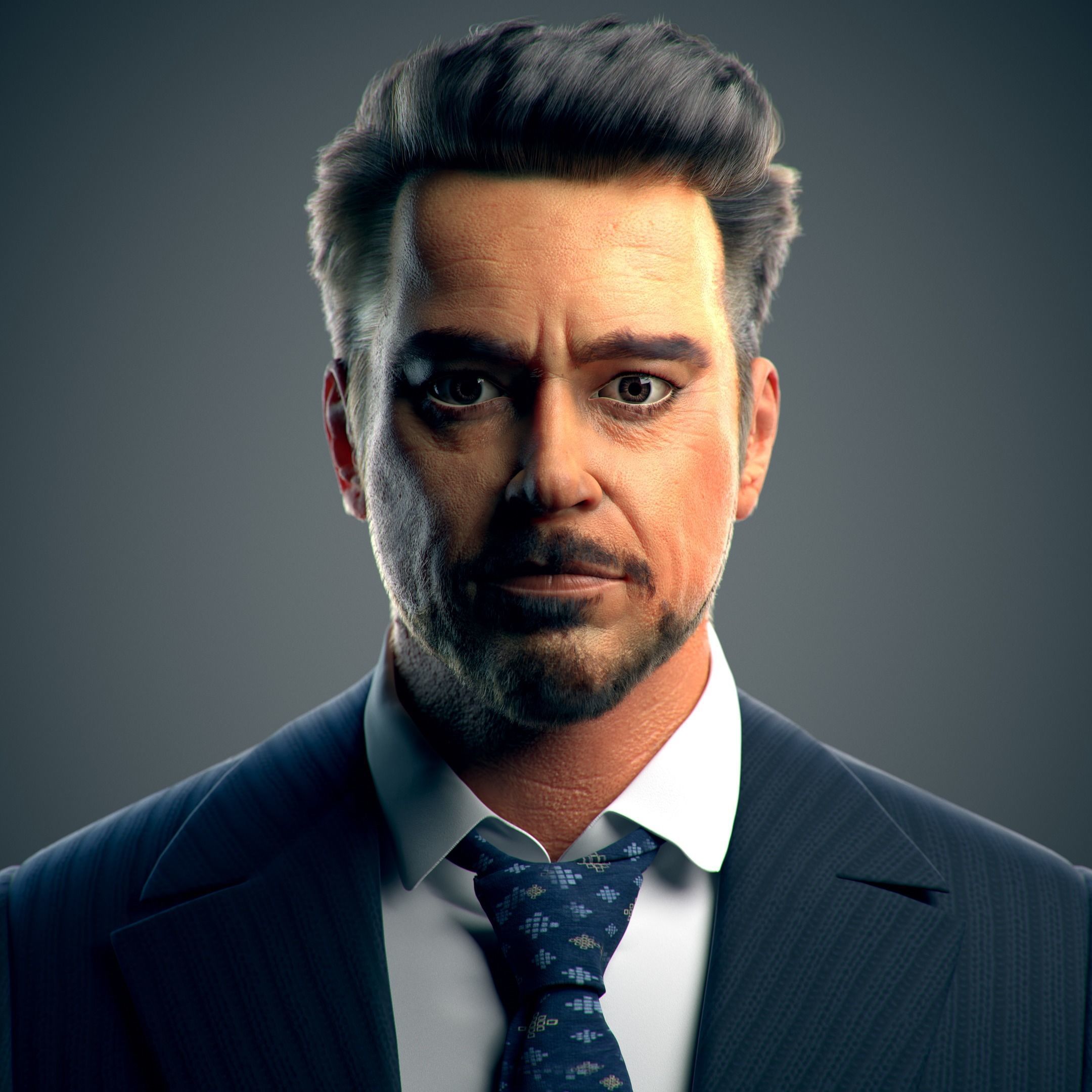 3D model Tony stark Ironman lowpoly realistic bust VR / AR / low-poly ...