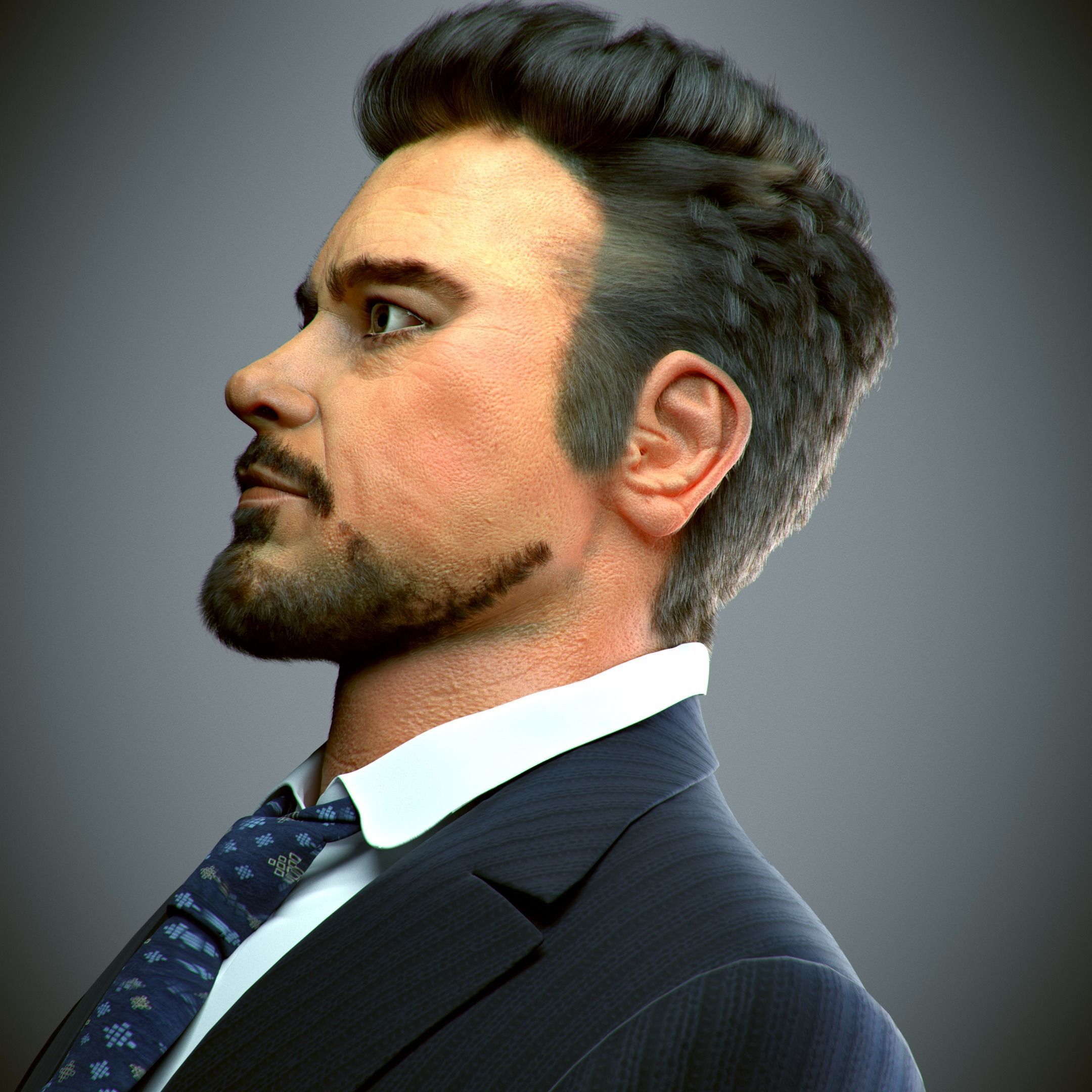3D model Tony stark Ironman lowpoly realistic bust VR / AR / low-poly ...