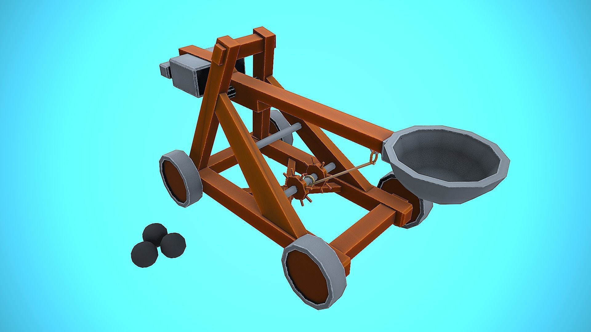 3D model CATAPULT MEDIEVAL CARTOON STYLIZED VR / AR / low-poly | CGTrader