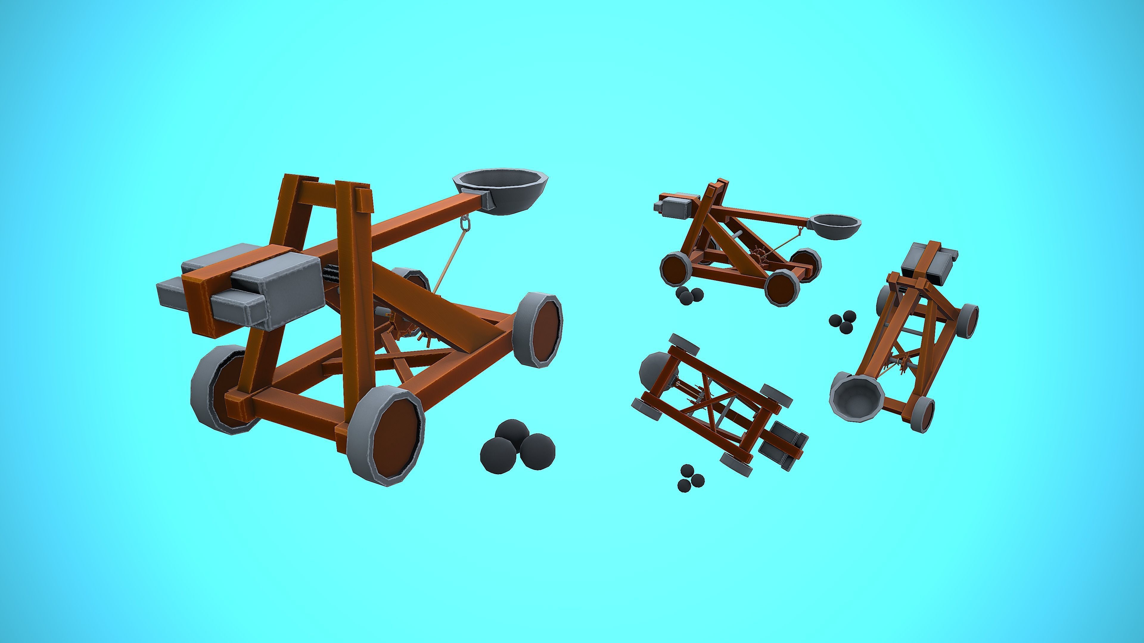 3D model CATAPULT MEDIEVAL CARTOON STYLIZED VR / AR / low-poly | CGTrader