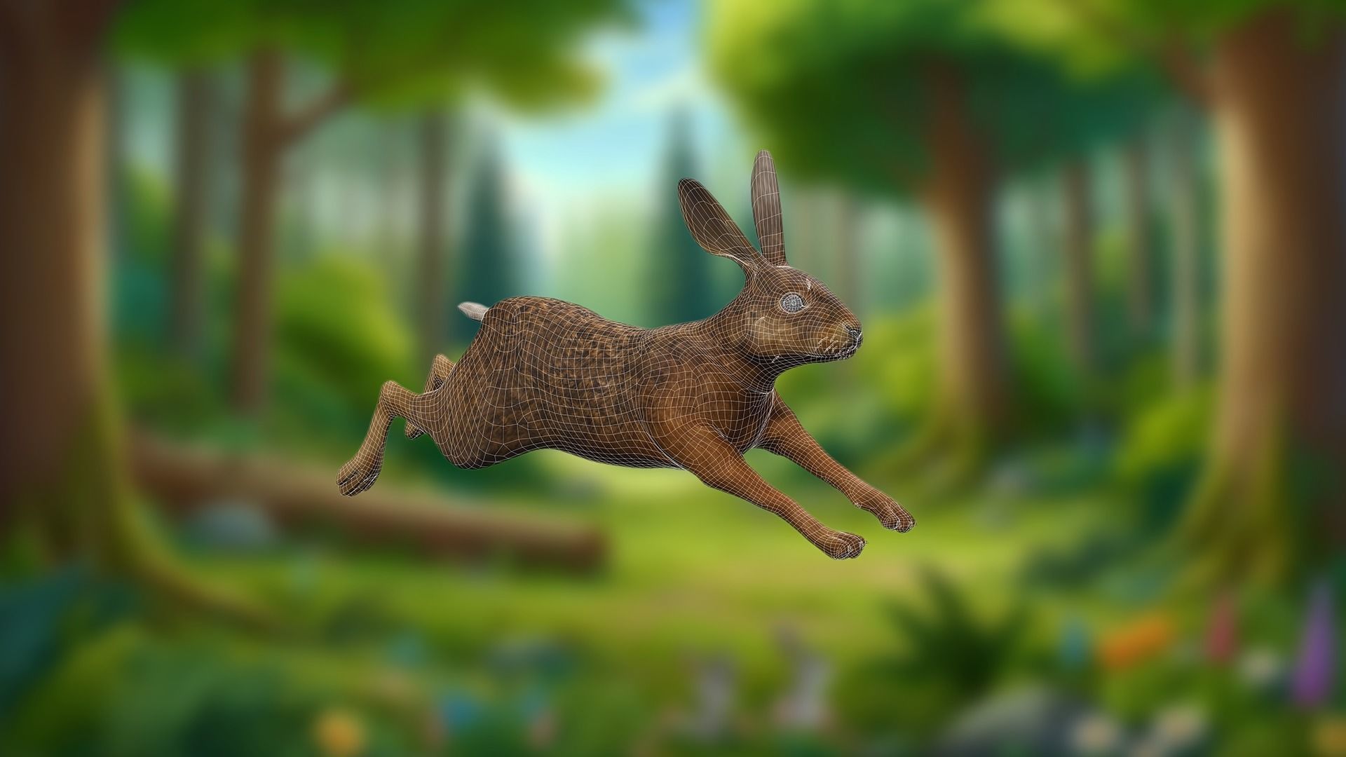 3D model Bouncy Bunny 3D Rabbit Model Realistic hare toon VR / AR / low ...
